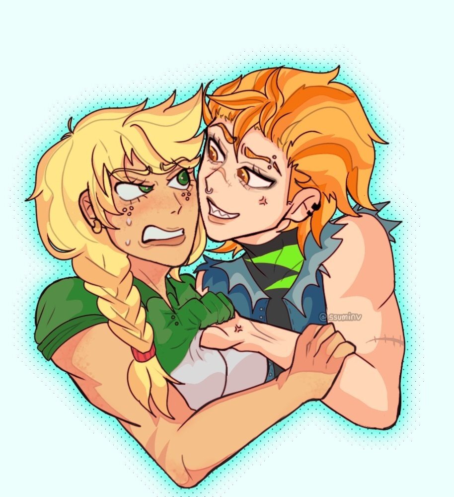 #3524019 - safe, artist:ssuminv, applejack, lightning dust, human, g4 ...