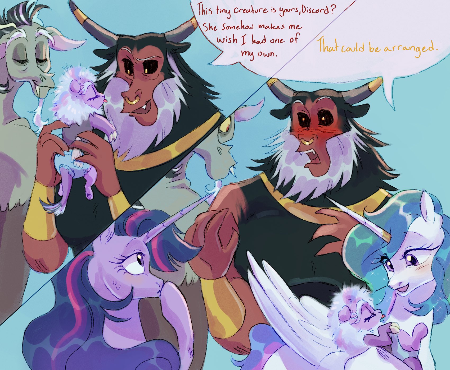 #3701456 - safe, artist:abbytabbys, discord, lord tirek, princess ...