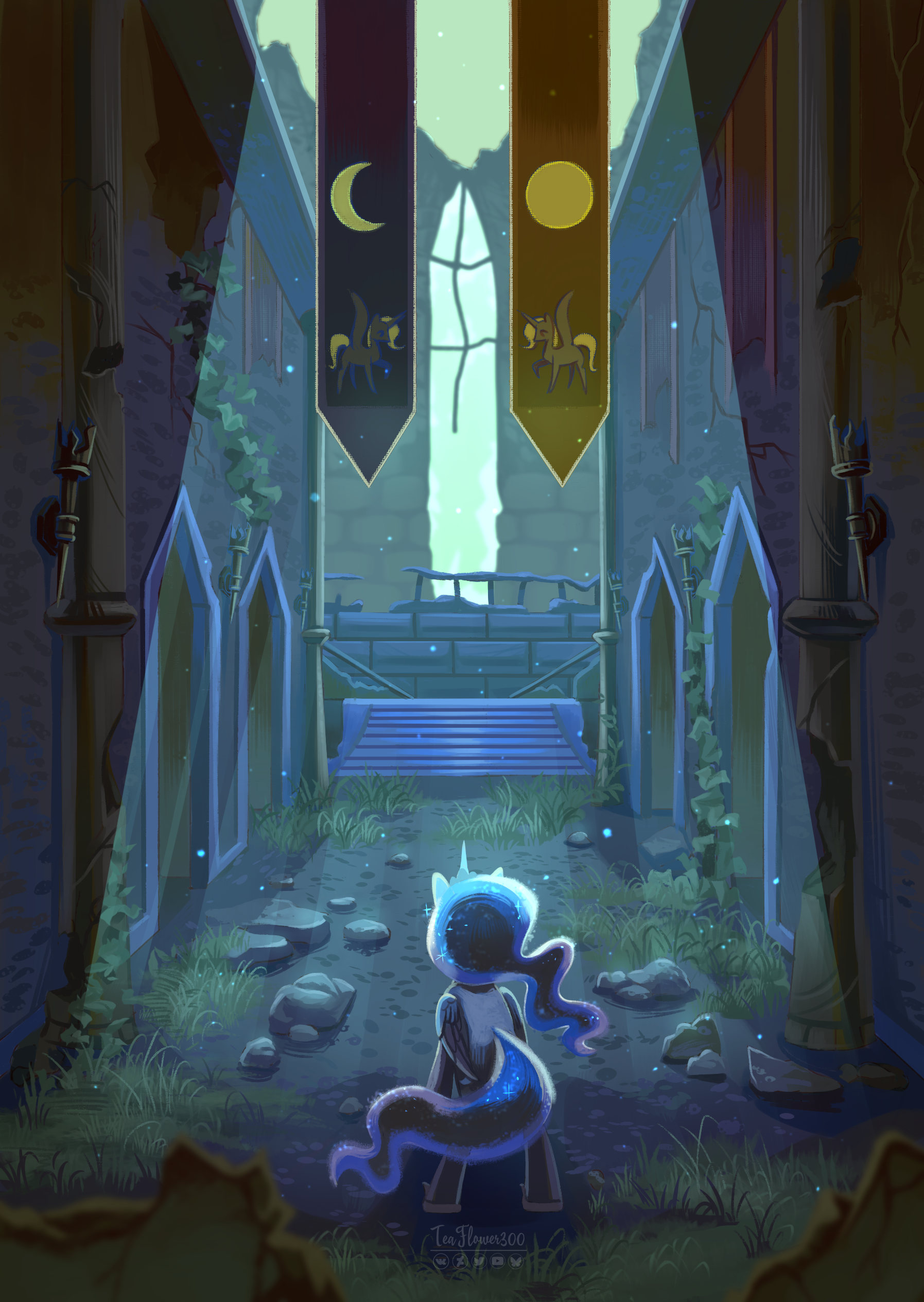 #3713832 - safe, artist:teaflower300, princess luna, alicorn, pony, g4 ...