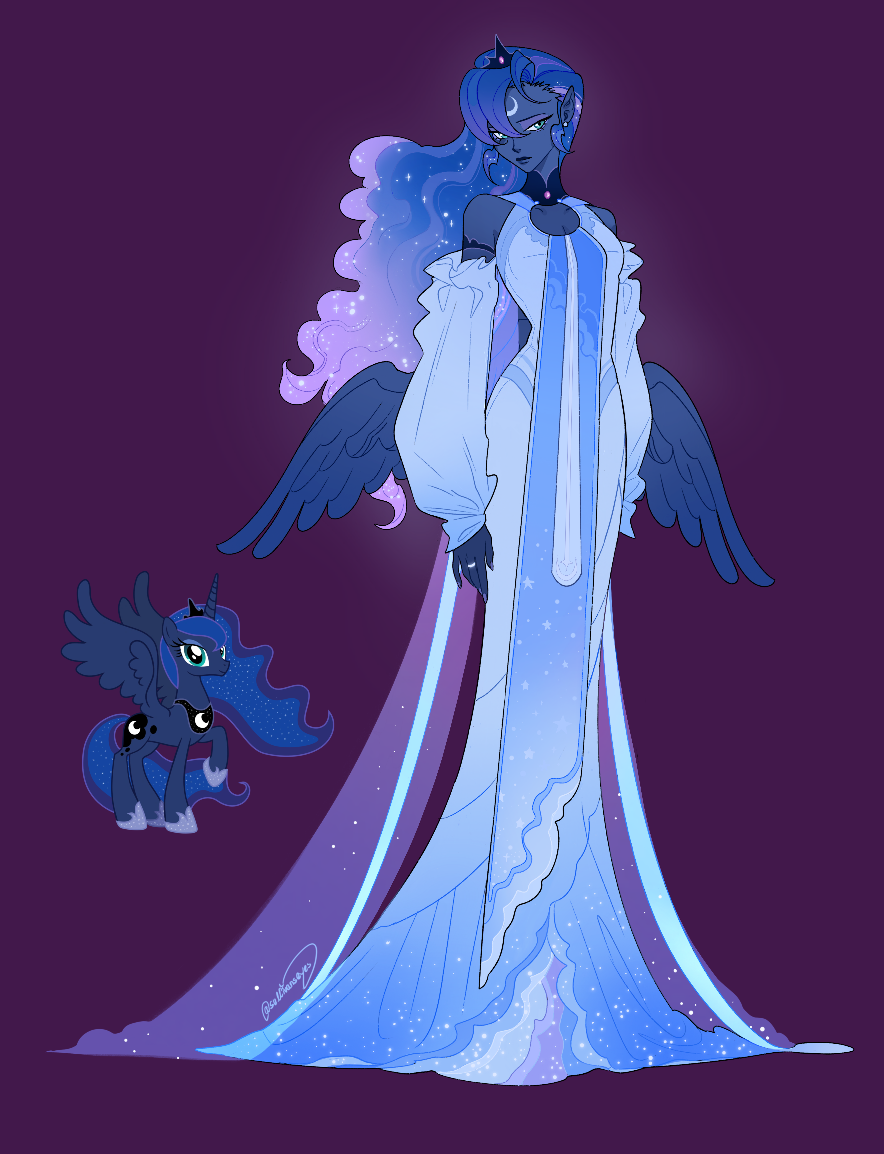 #3733283 - safe, artist:sullivanseyes, princess luna, alicorn, human ...