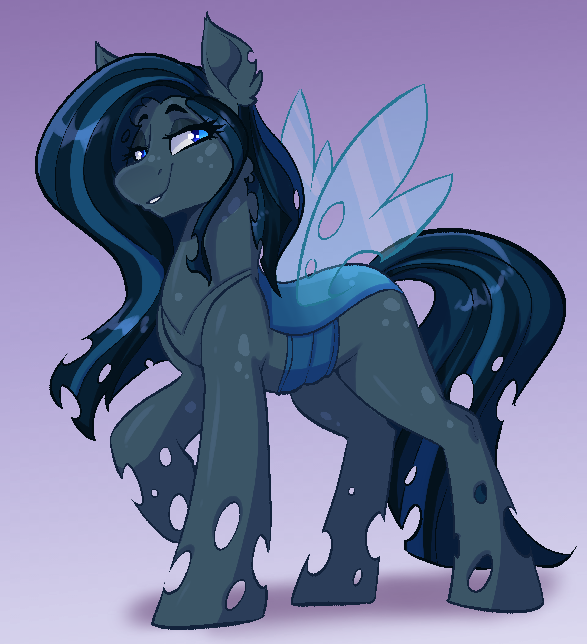 #3546912 - safe, artist:witchtaunter, oc, changeling, pony, changeling oc, commission, female ...