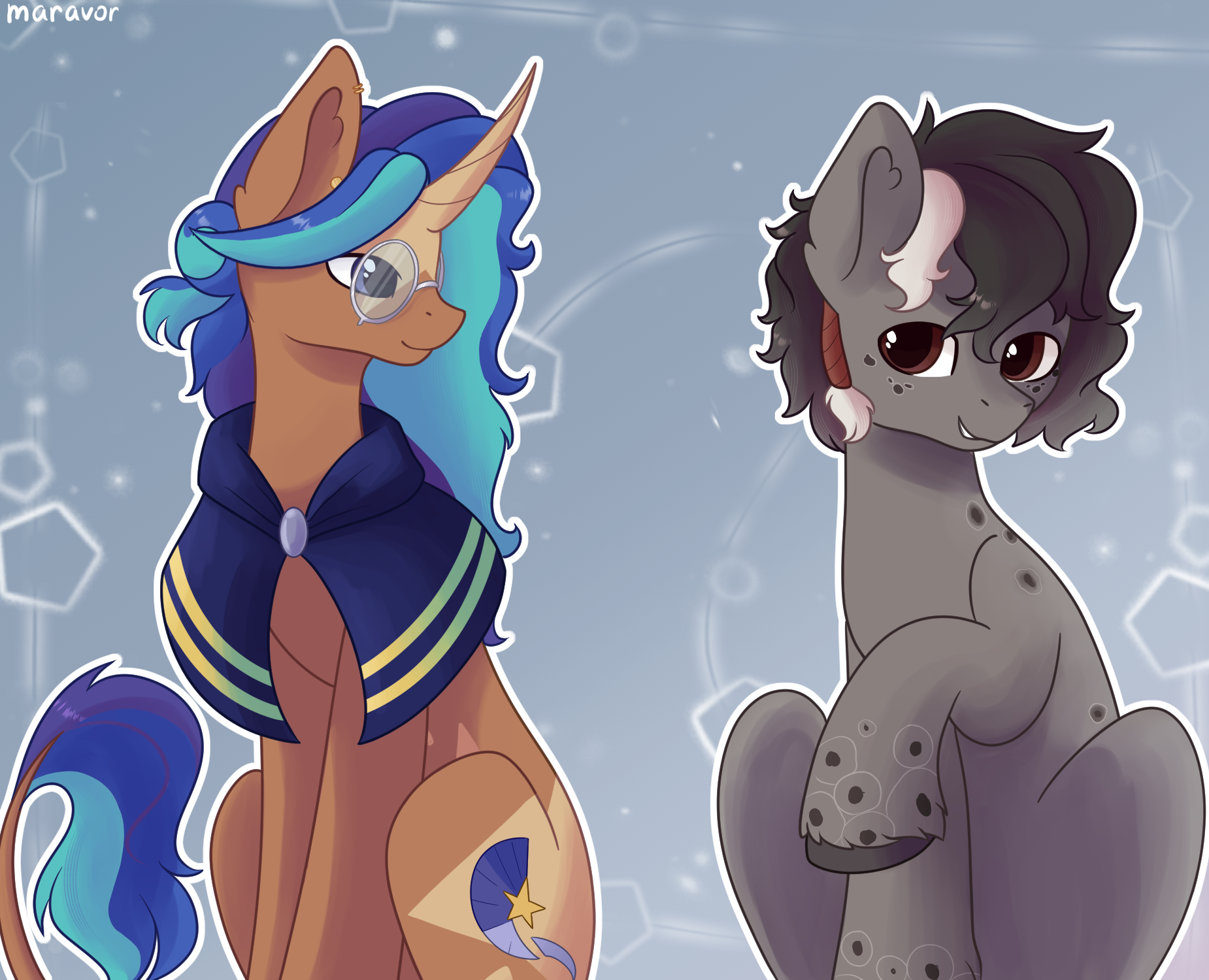 #3547047 - safe, artist:maravor, oc, oc only, earth pony, pony, unicorn, duo, earth pony oc ...