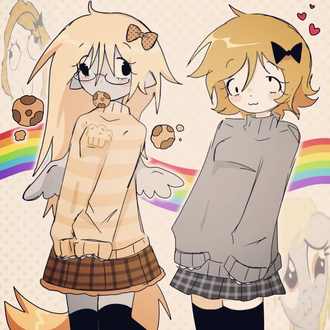 #3548196 - safe, artist:chocomuffinsz, derpy hooves, human, pegasus, anthro, g4, bow, clothes ...