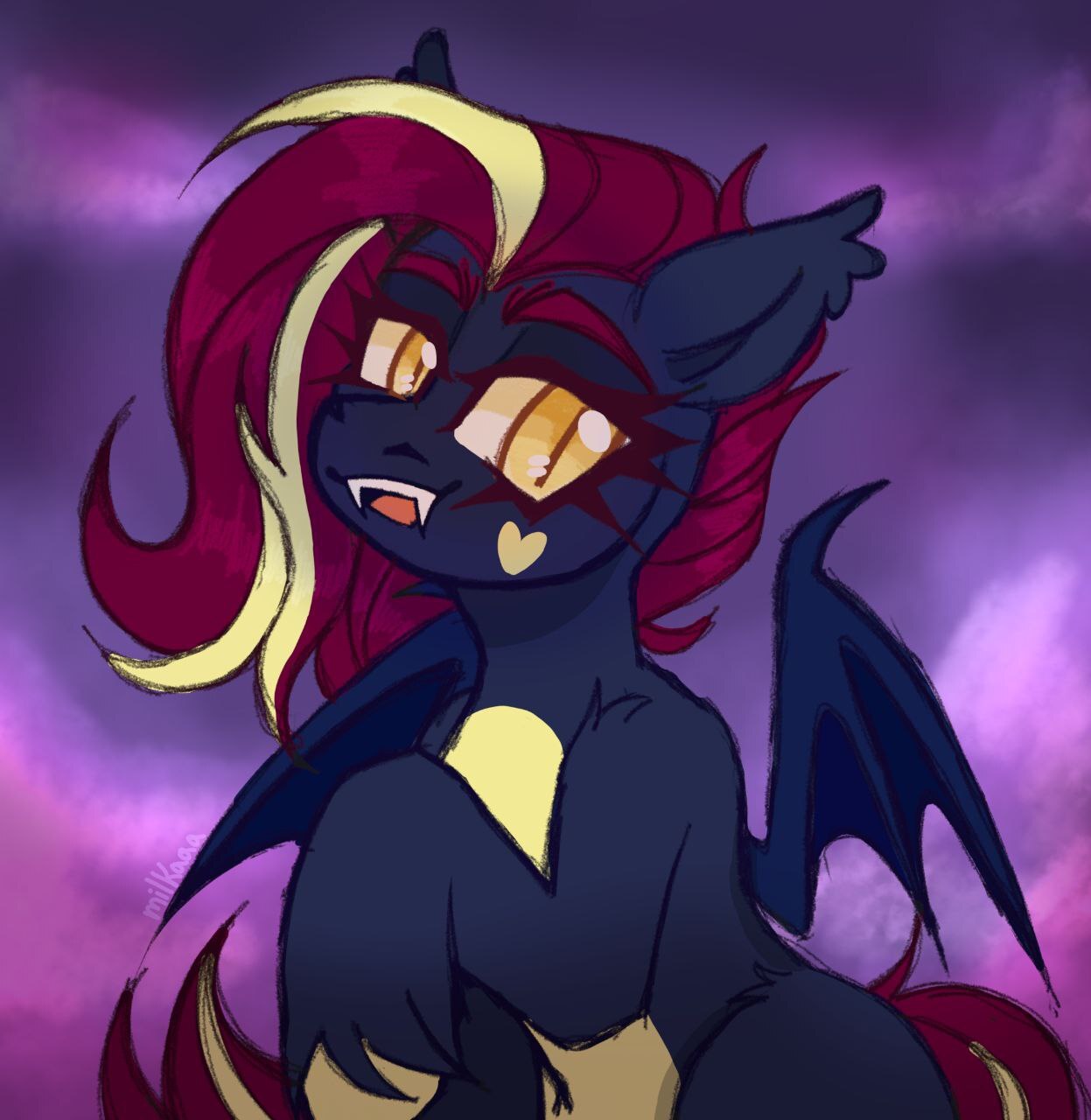 #3548831 - safe, artist:milkaaa, oc, oc only, oc:nightingale ode, bat pony, bat pony oc, female ...