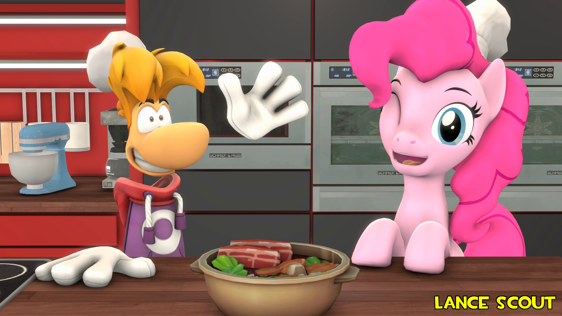 #3550024 - safe, artist:lancescout, earth pony, pony, g4, 3d, chef's ...