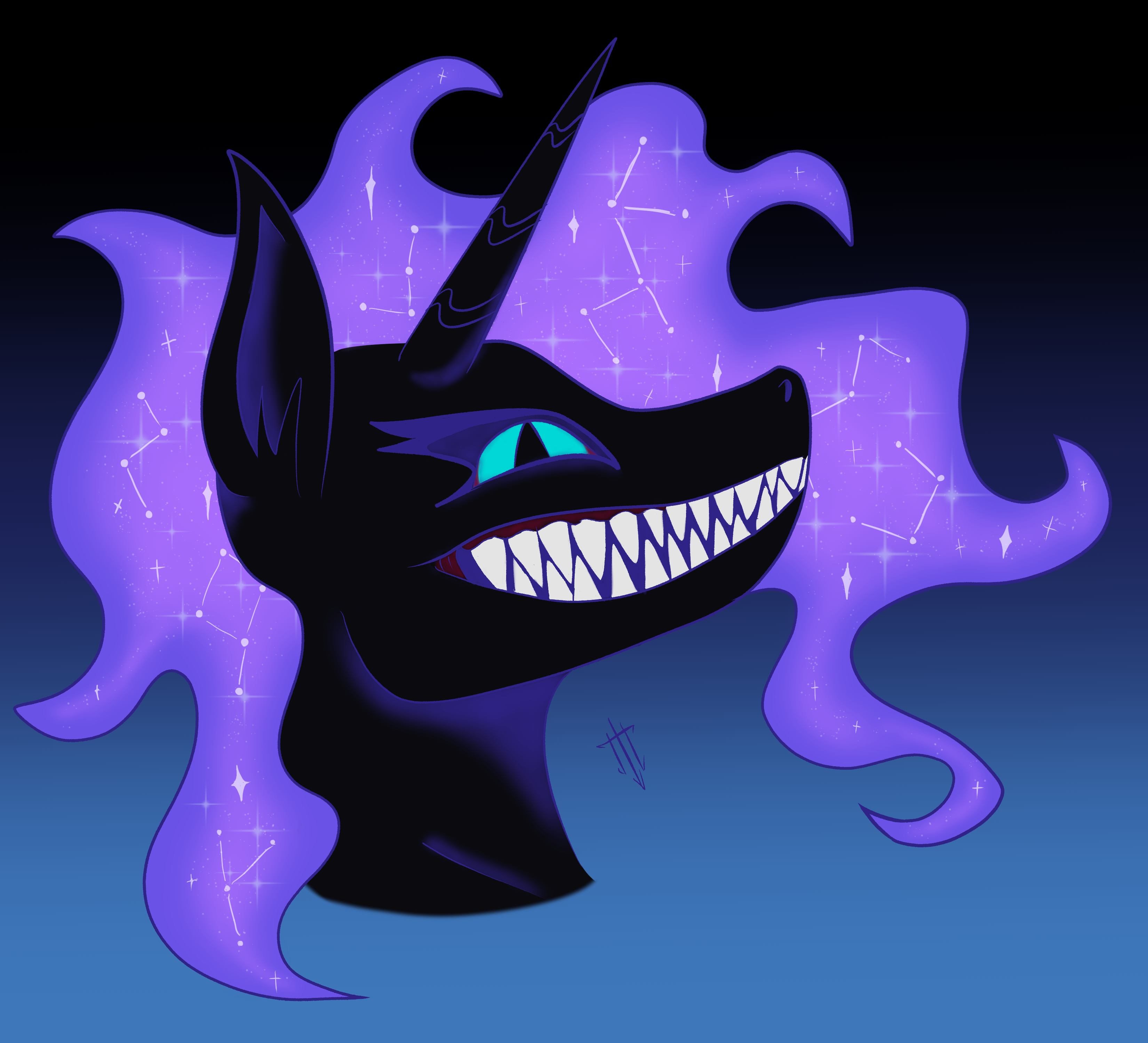 #3540331 - safe, artist:malthehellbat, nightmare moon, oc, oc:nocturne ...