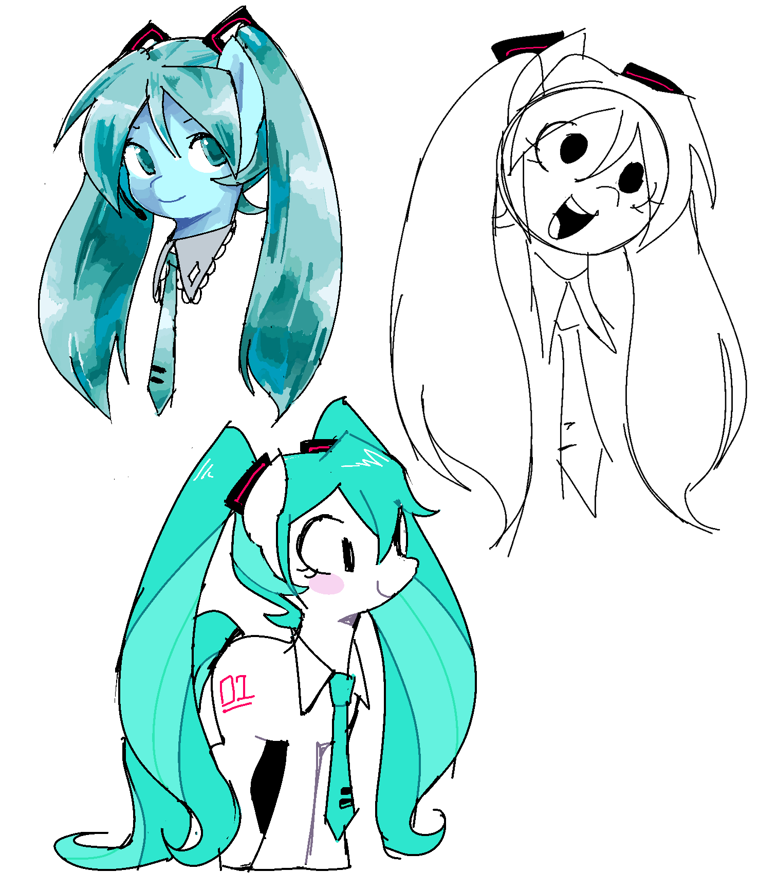 #3552902 - safe, artist:syrupyyy, pony, blue hair, blushing, female ...