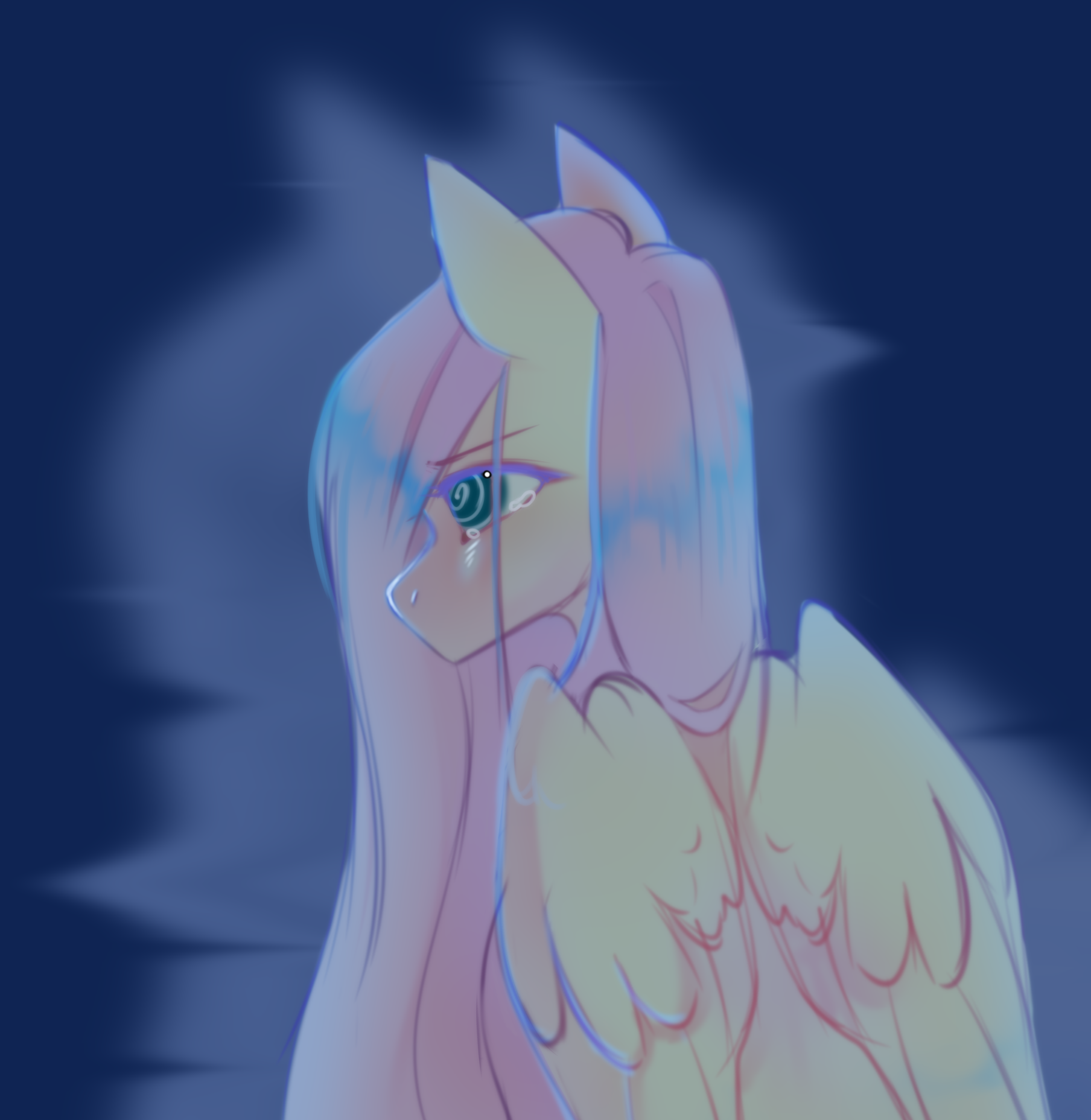 #3554315 - safe, artist:walkersky27, fluttershy, pegasus, pony, g4, bust, female, mare, sitting ...