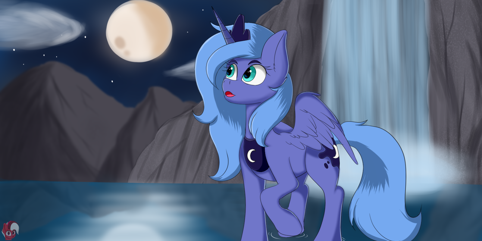 #3555154 - safe, artist:joaothejohn, princess luna, alicorn, pony, g4, female, full moon, horn ...