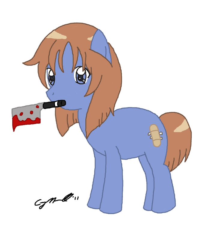 #3555255 - safe, artist:cqmorrell, earth pony, pony, blood, cleaver ...