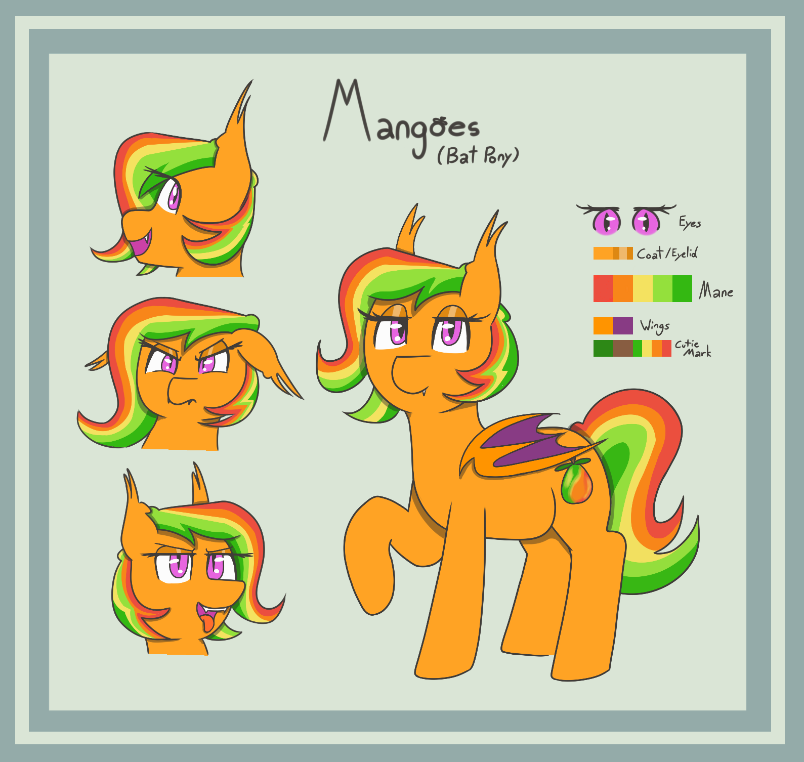 #3555516 - safe, artist:otl crafts, oc, oc only, oc:mangoes, bat pony, pony, angry, chubby ...