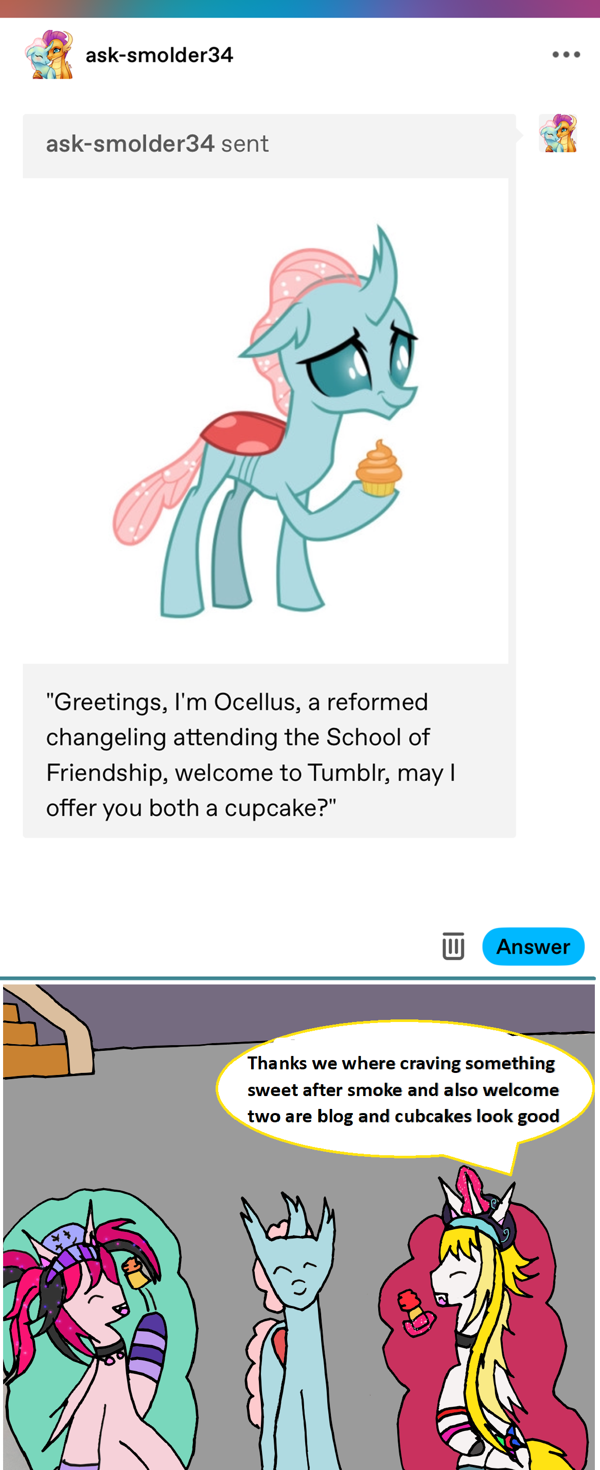 #3555542 - safe, artist:ask-luciavampire, ocellus, oc, oc:anju ...