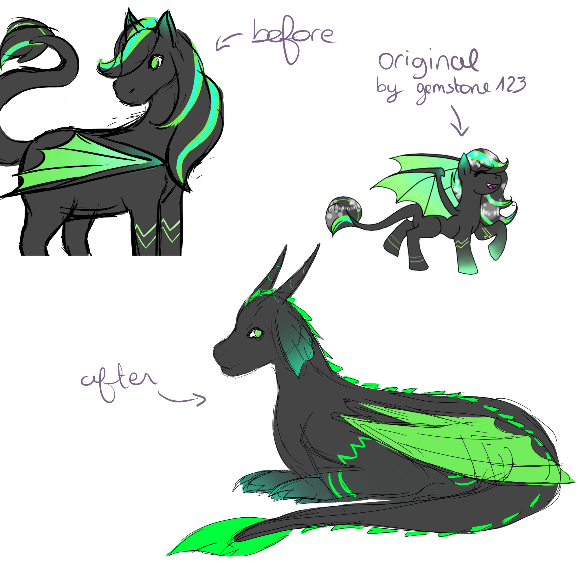 #3556748 - safe, artist:elphyniniel, artist:gemstone123, oc, oc only, dracony, dragon, hybrid ...