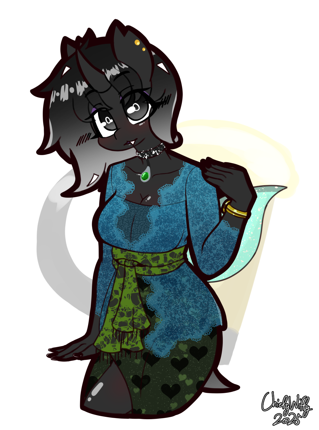 #3557081 - safe, artist:chiefywiffy, oc, oc:split mask, changeling, anthro, anthro oc, clothes ...