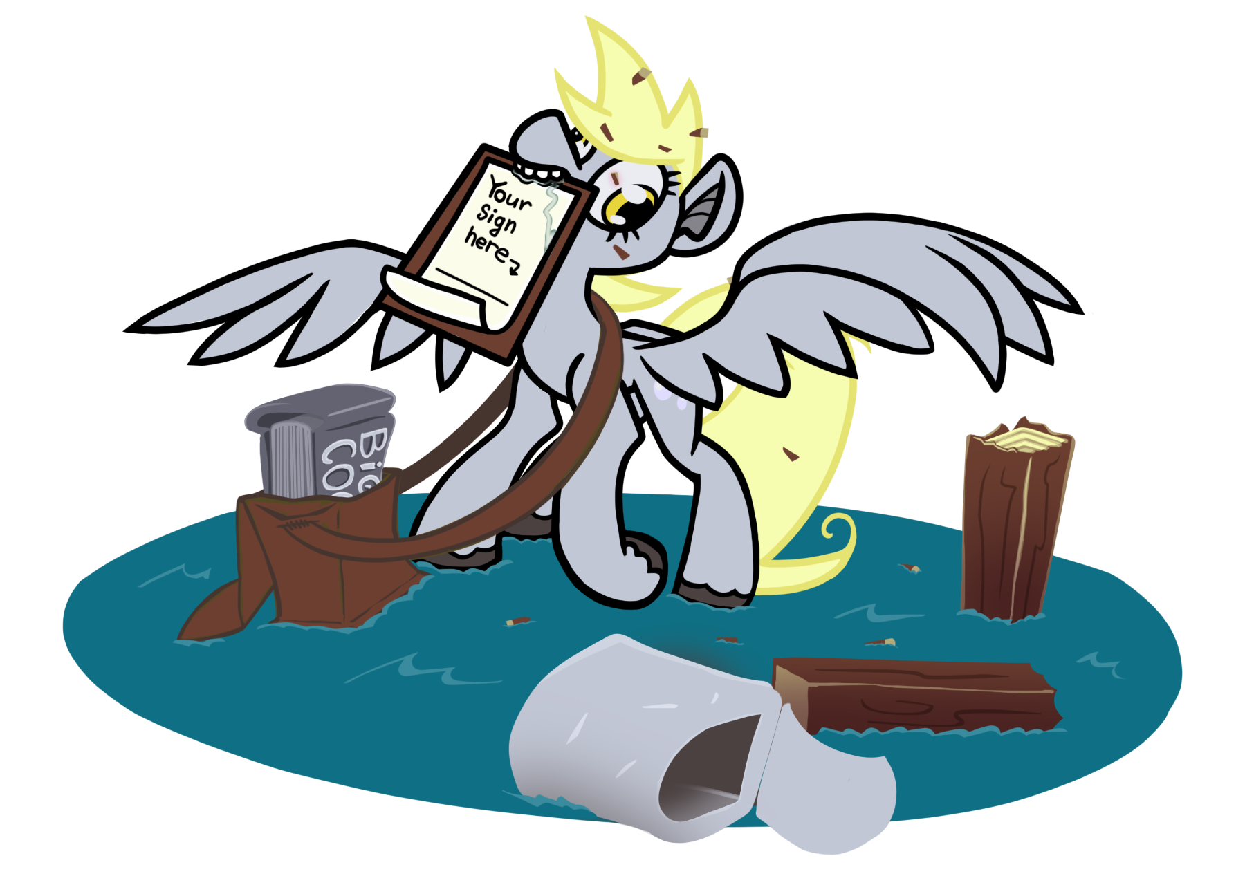 #3557450 - safe, artist:mafon, derpy hooves, pegasus, pony, g4, bag ...