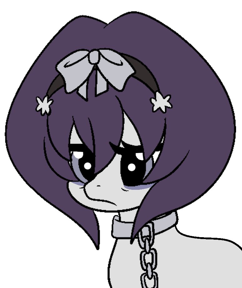 #3544939 - safe, oc, oc:shivery, bow, chains, collar, frown, headband, unamused - Derpibooru