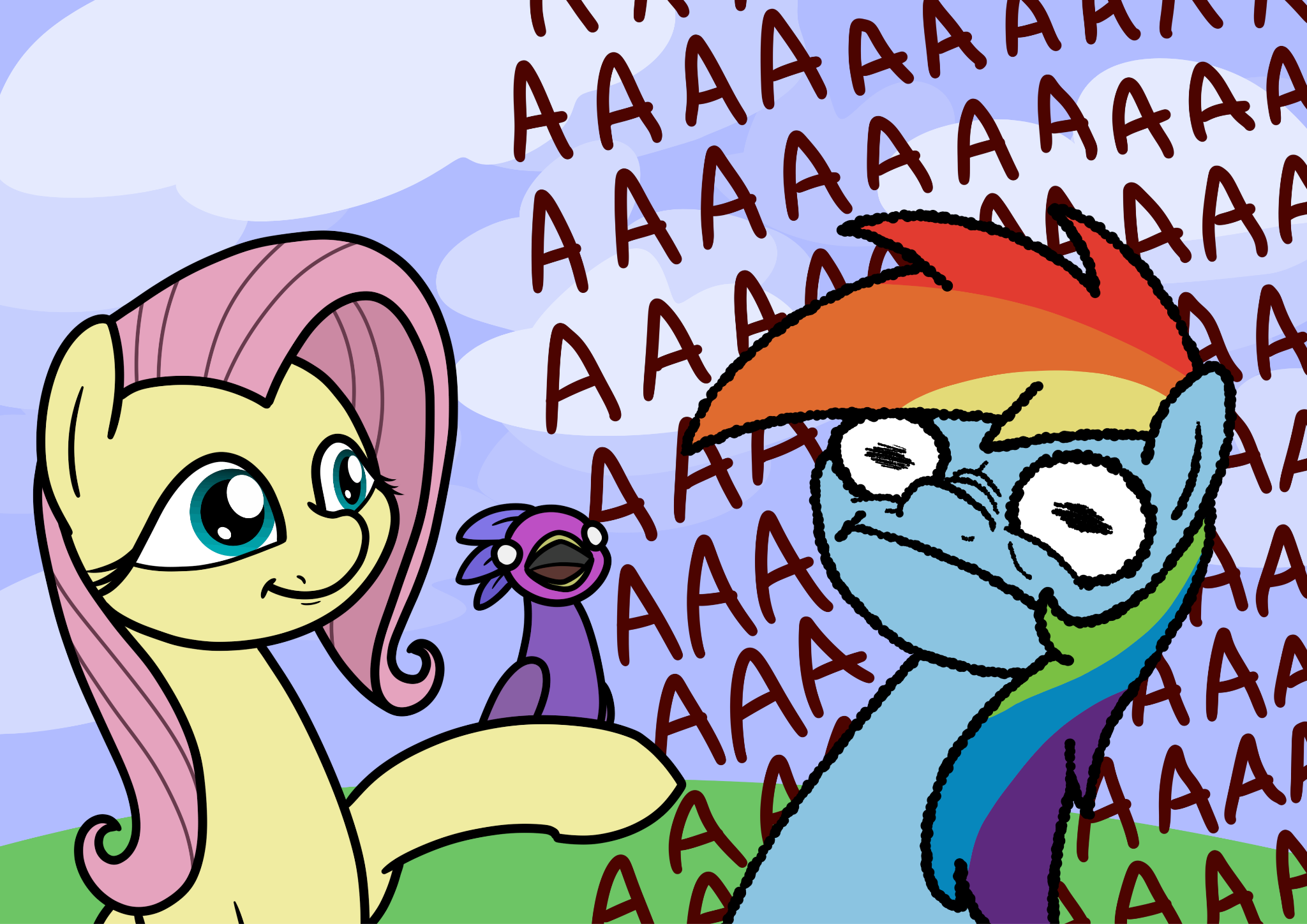 #3544992 - safe, artist:ewoudcponies, fluttershy, rainbow dash, bird ...