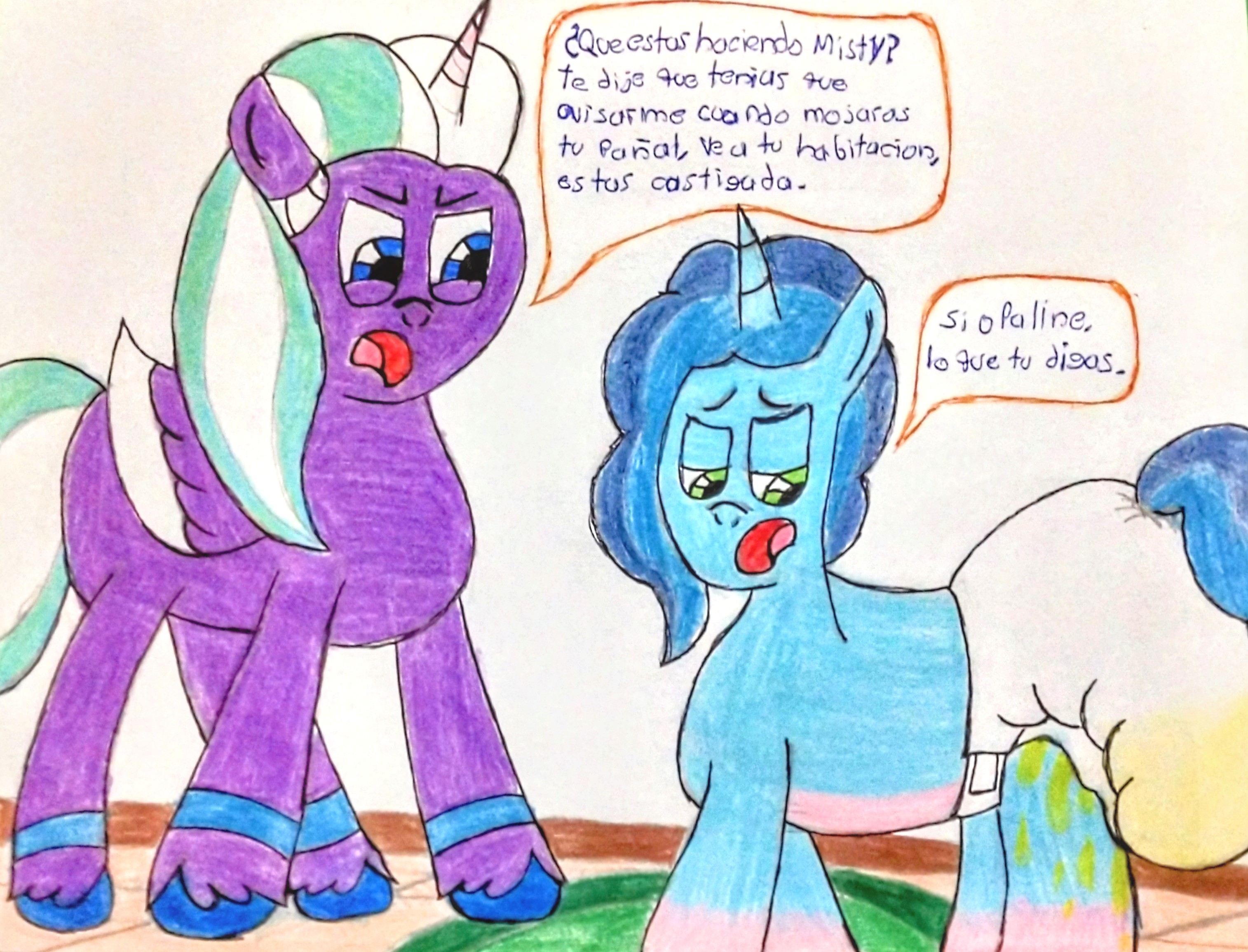 #3557554 - suggestive, alternate version, artist:bitter sweetness, misty brightdawn, opaline ...