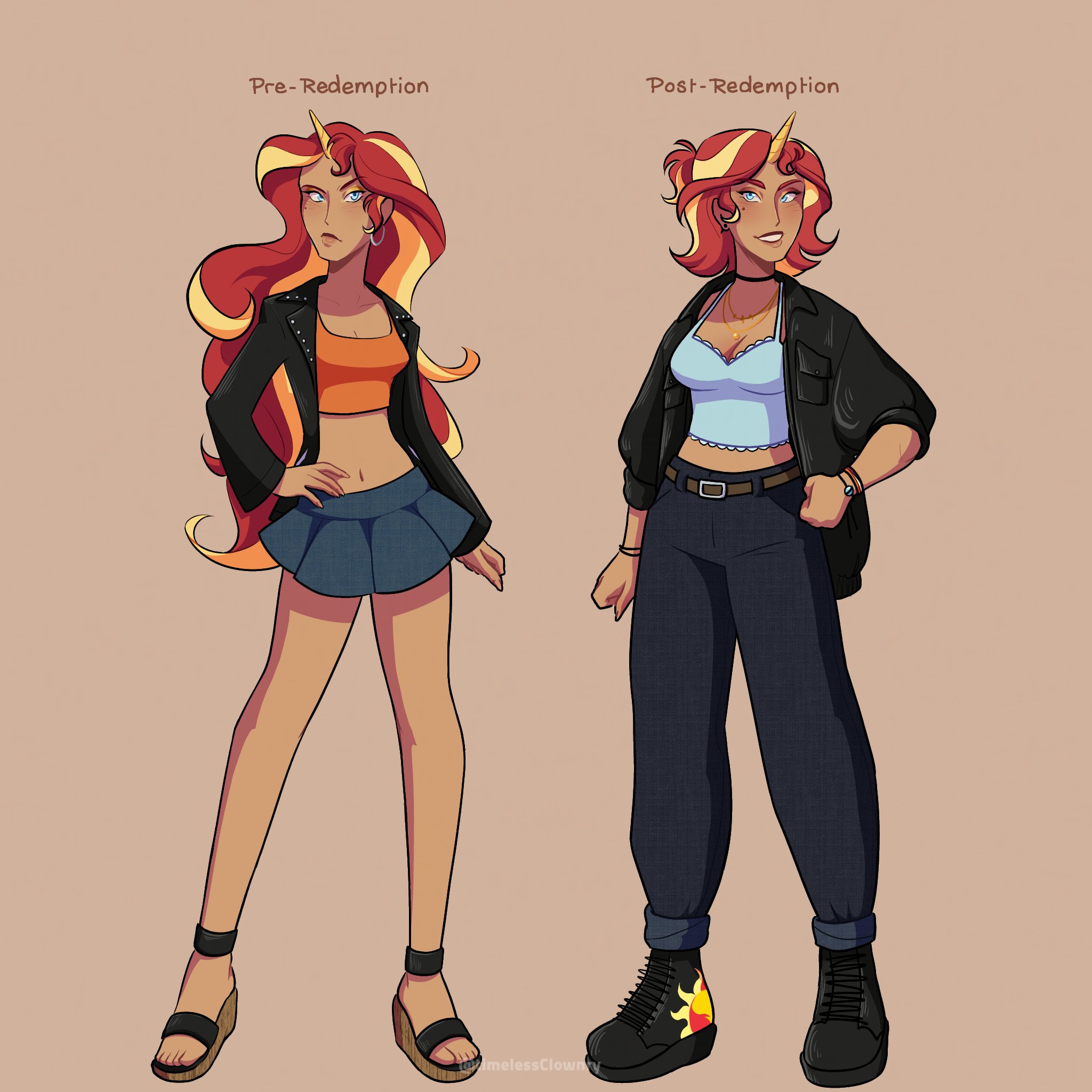 #3563459 - safe, artist:timelessclownry, sunset shimmer, human, g4 ...
