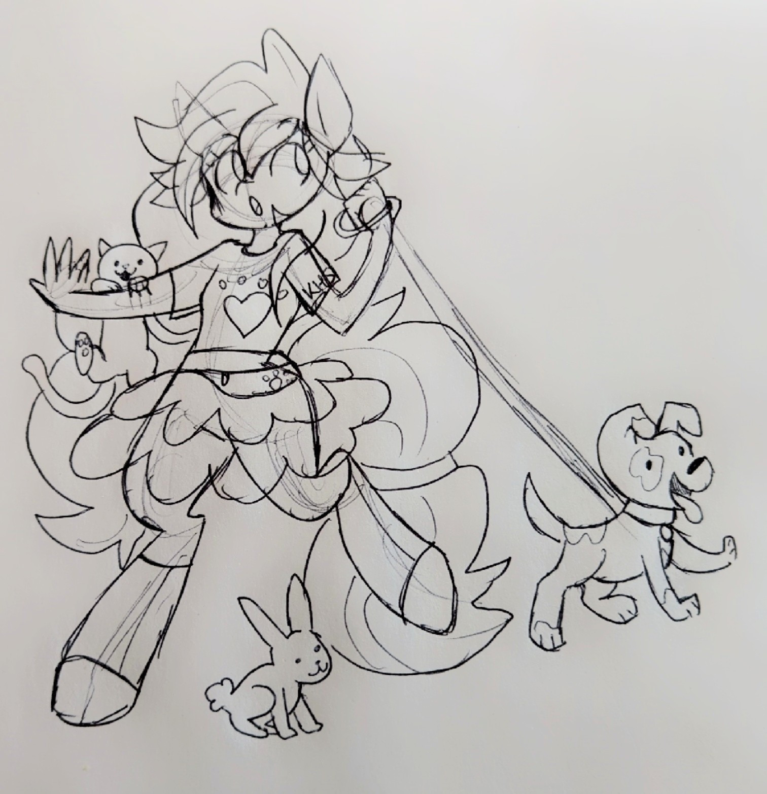 #3563980 - safe, artist:malcat, oc, oc only, oc:molly, cat, dog, horse ...