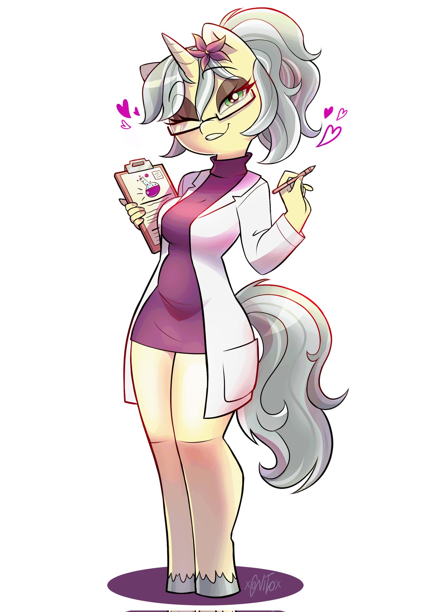 #3564002 - safe, artist:xconito, oc, oc only, oc:mercury shine, anthro, clipboard, clothes ...