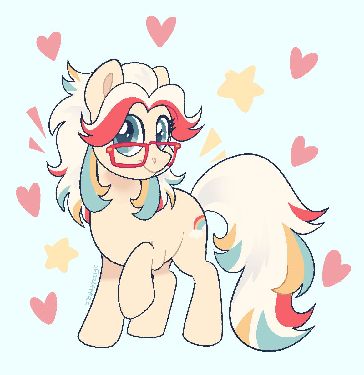 #3564066 - safe, artist:fizzlefer, oc, earth pony, pony, female, glasses, mare, solo - Derpibooru