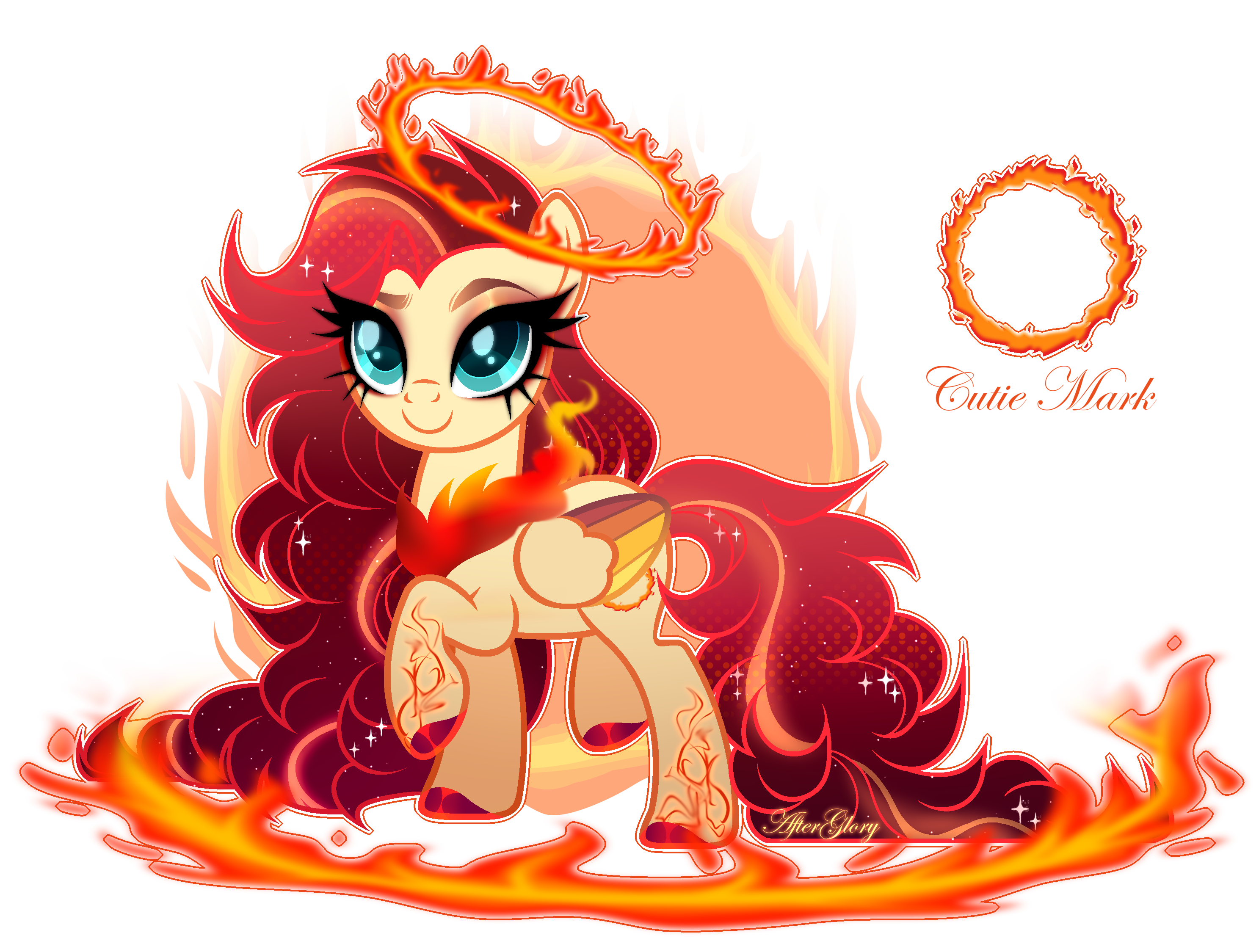#3564602 - safe, artist:afterglory, oc, pegasus, pony, female, fire ...