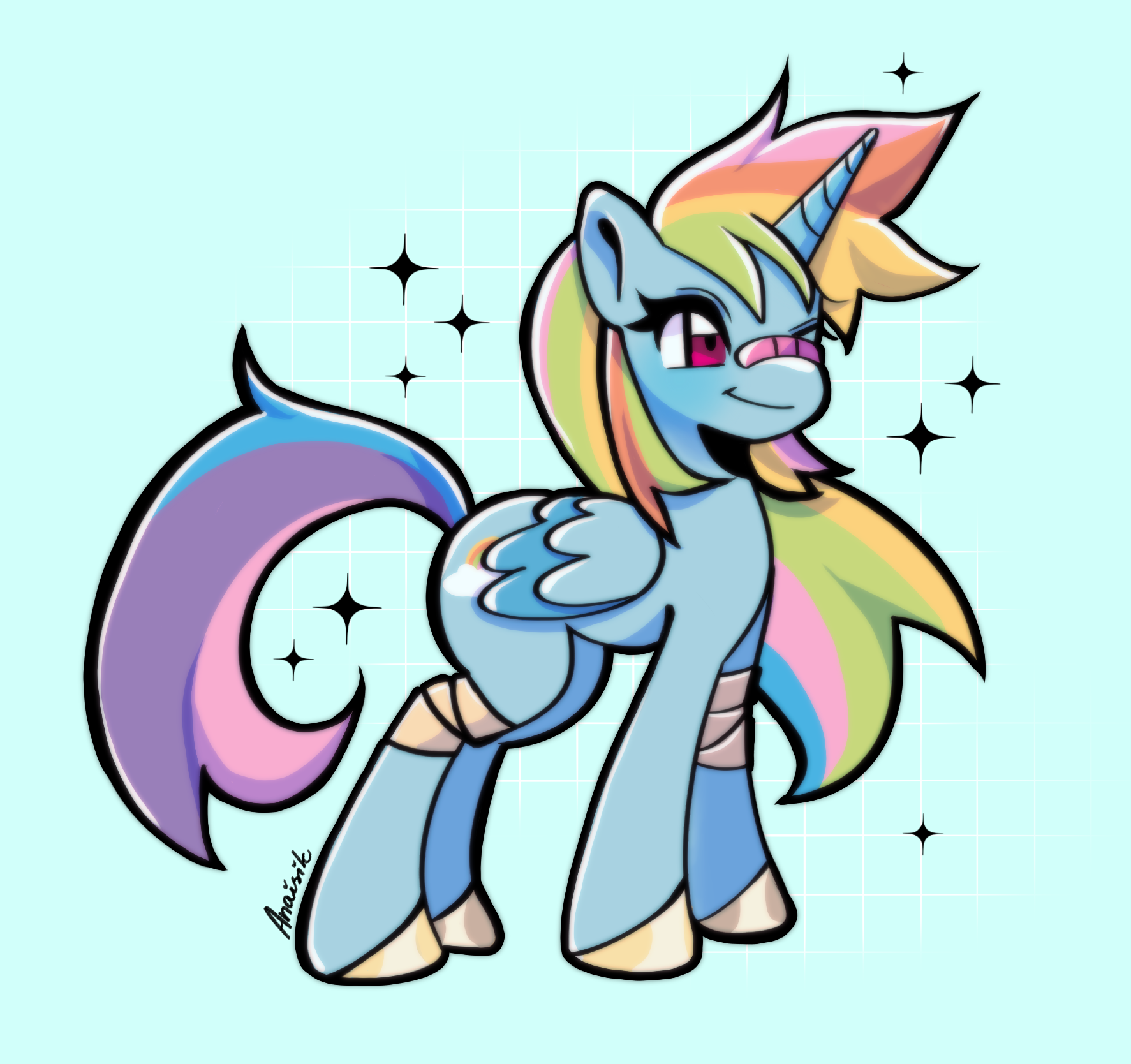 #3565885 - safe, artist:anaisik, part of a set, rainbow dash, alicorn ...