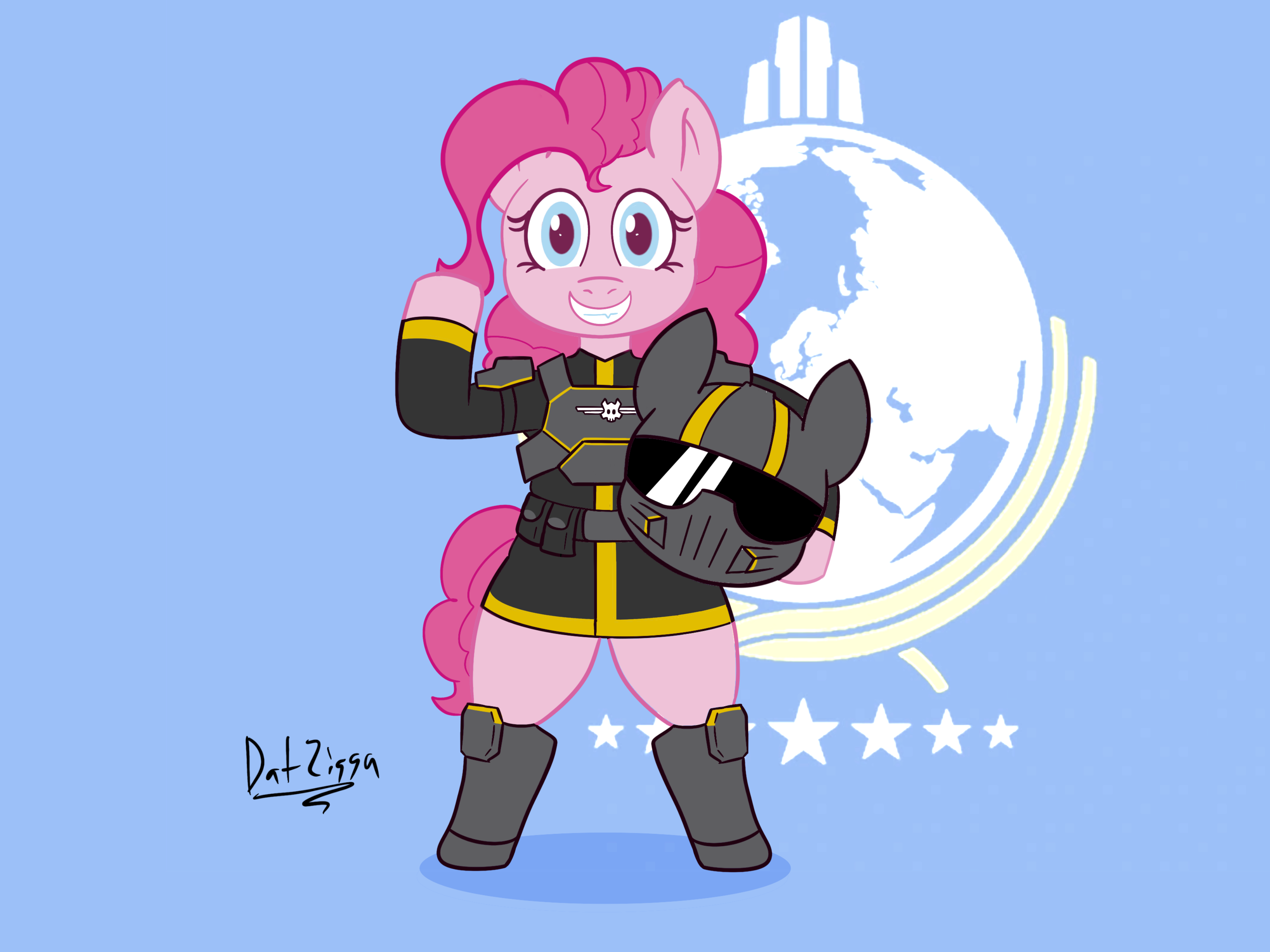 #3566338 - safe, artist:datzigga, pinkie pie, earth pony, pony, g4, bipedal, crossover ...