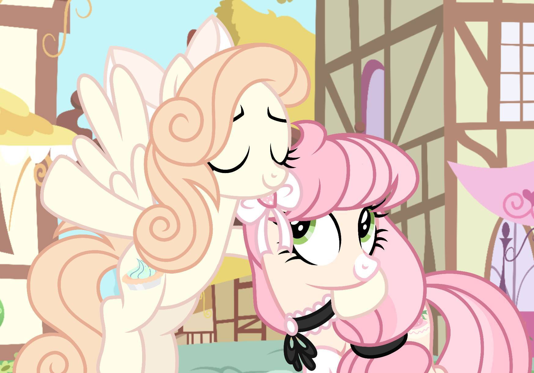 #3566788 - safe, artist:cstrawberrymilk, oc, oc only, oc:meringue pie, earth pony, pegasus, pony ...