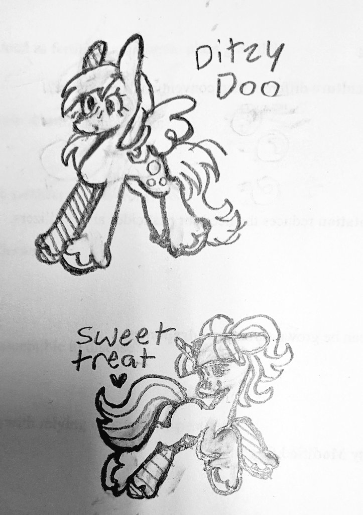 #3567642 - safe, artist:lovefillies, derpy hooves, oc, oc:sweet treat ...