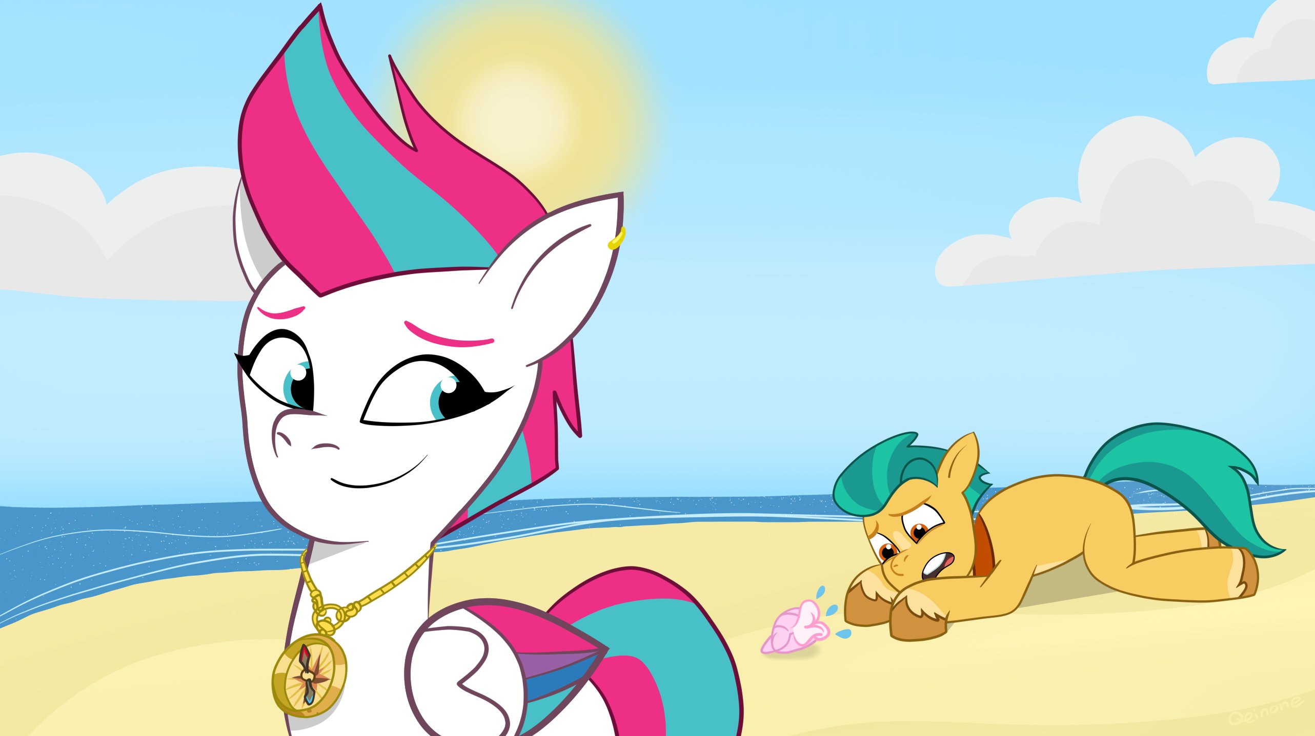 #3567963 - safe, artist:qeinone, hitch trailblazer, zipp storm, earth ...