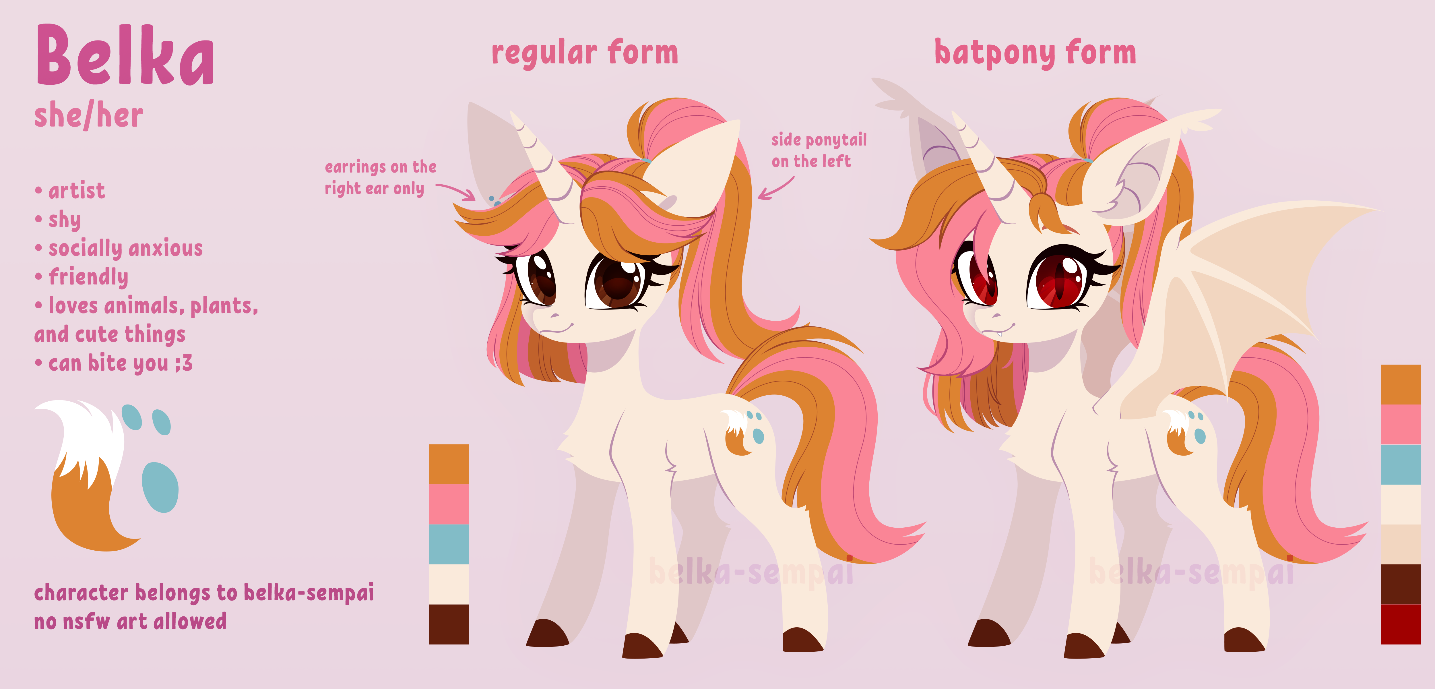 #3569350 - safe, artist:belka-sempai, oc, oc only, oc:belka, bat pony, pony, unicorn, cute ...