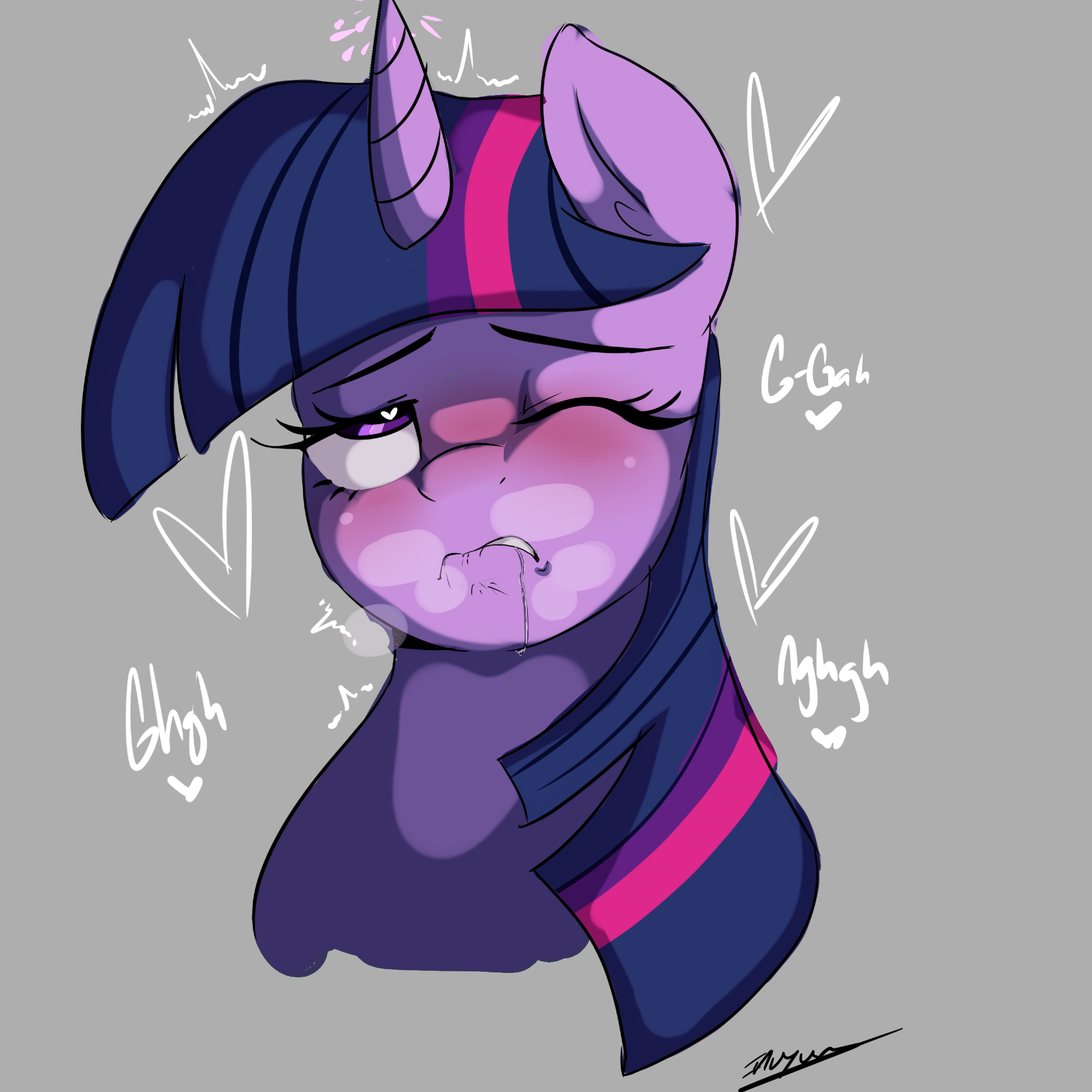 #3570274 - suggestive, artist:inuyuru, twilight sparkle, pony, unicorn, g4, blushing, bust ...