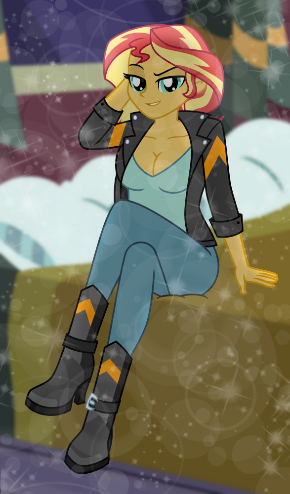 #3570528 - safe, artist:emeraldblast63, sunset shimmer, human, equestria girls, g4, arm behind ...