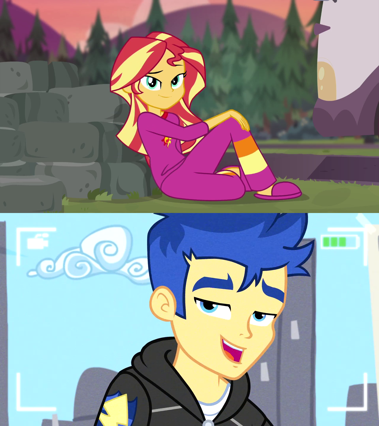 #3570567 - safe, edit, edited screencap, editor:jdueler11, screencap, flash sentry, sunset ...