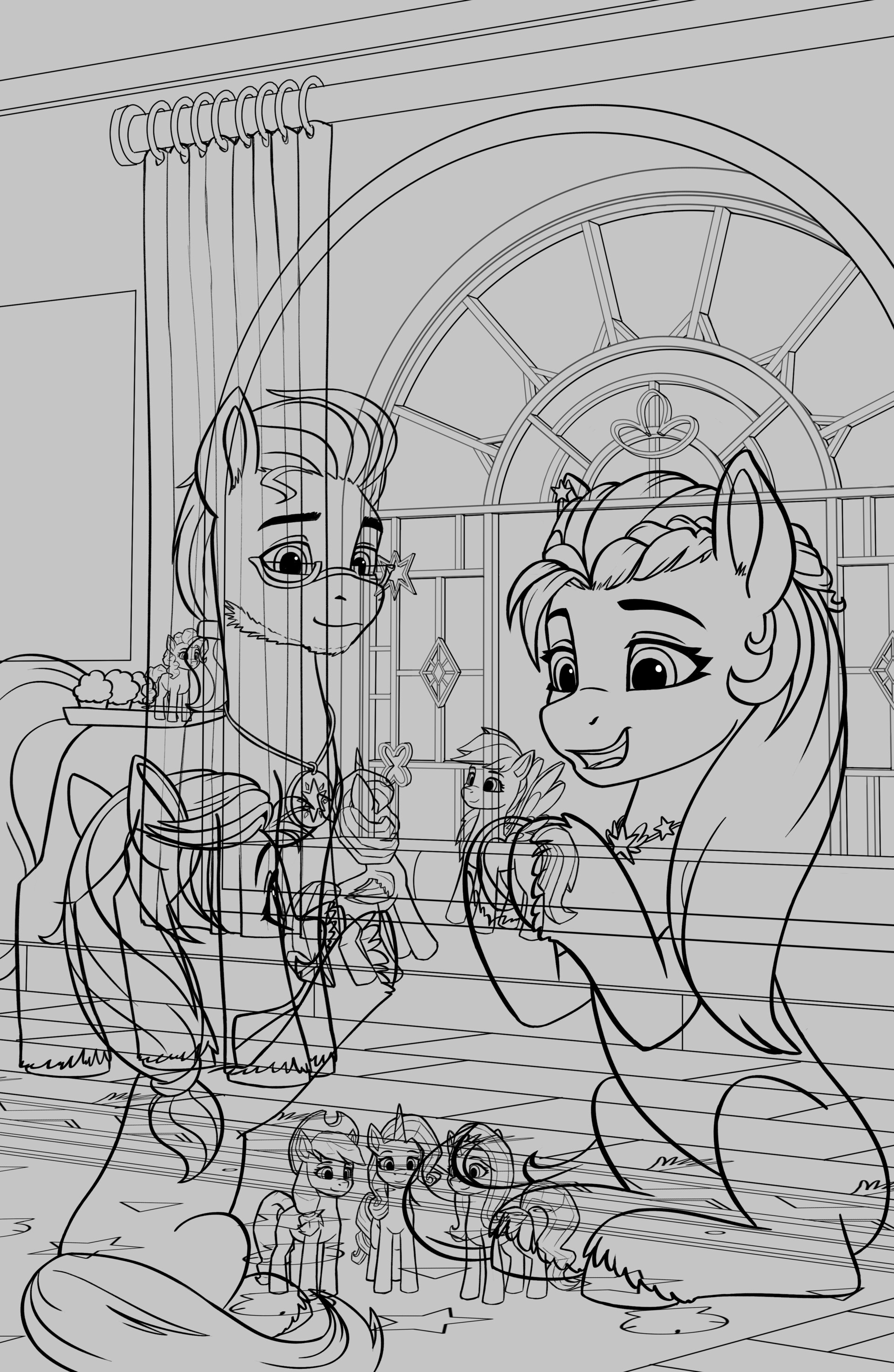 #3573646 - safe, artist:robin jacks, applejack, argyle starshine, fluttershy, pinkie pie ...