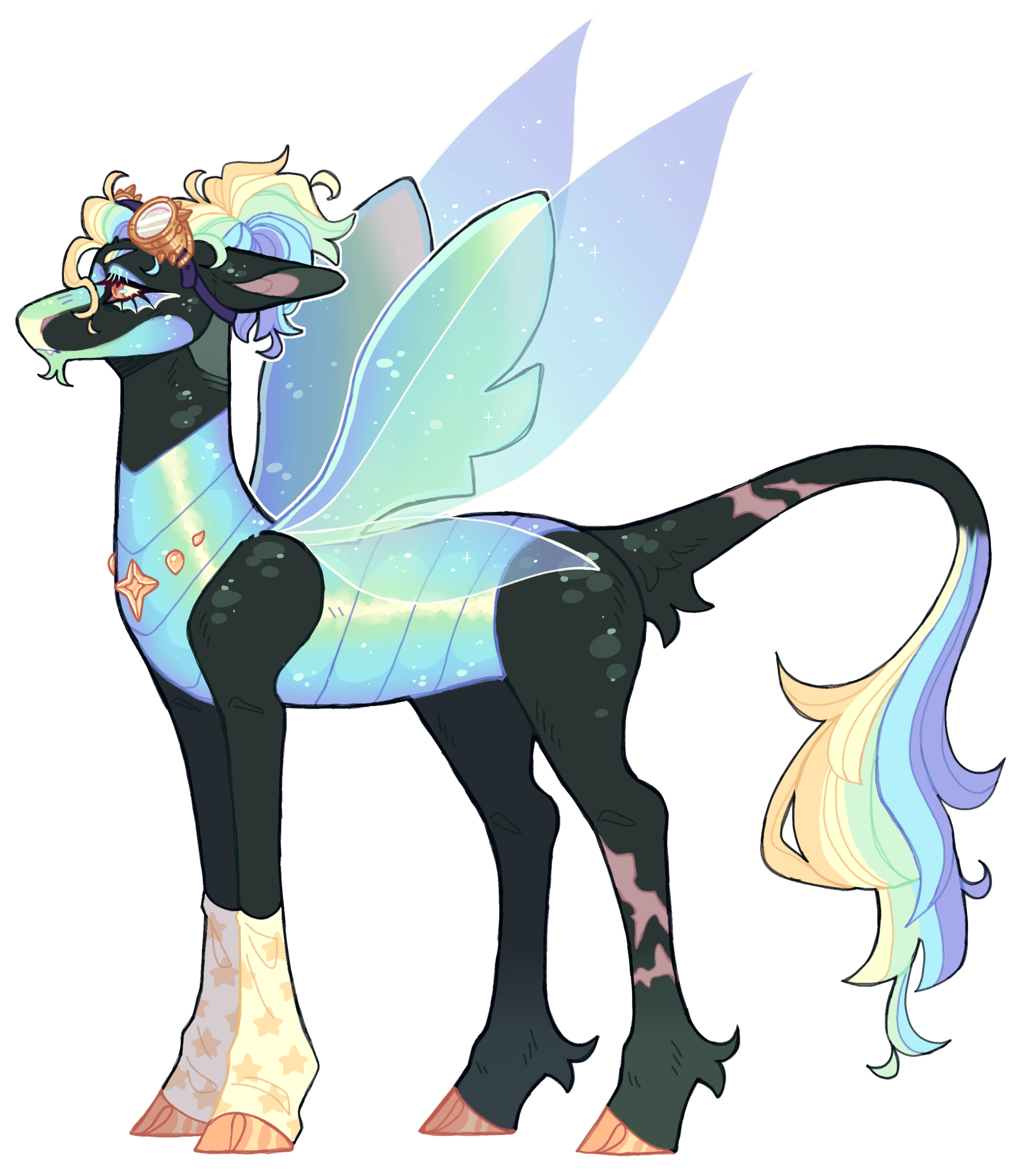 #3573835 - safe, artist:sleepy-nova, oc, oc only, oc:iridescence, changepony, hybrid, ambiguous ...