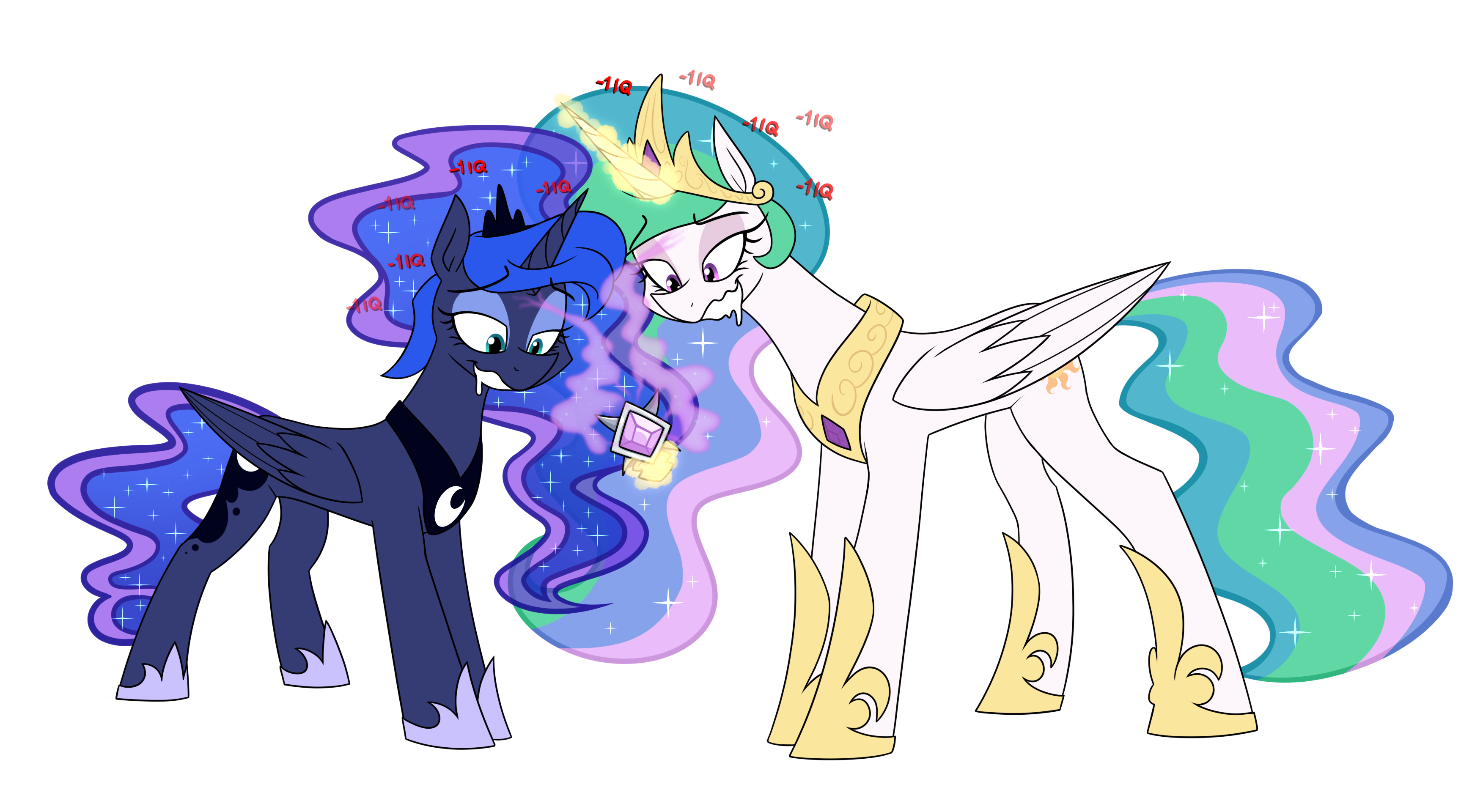 #3574210 - safe, artist:moonatik, princess celestia, princess luna ...