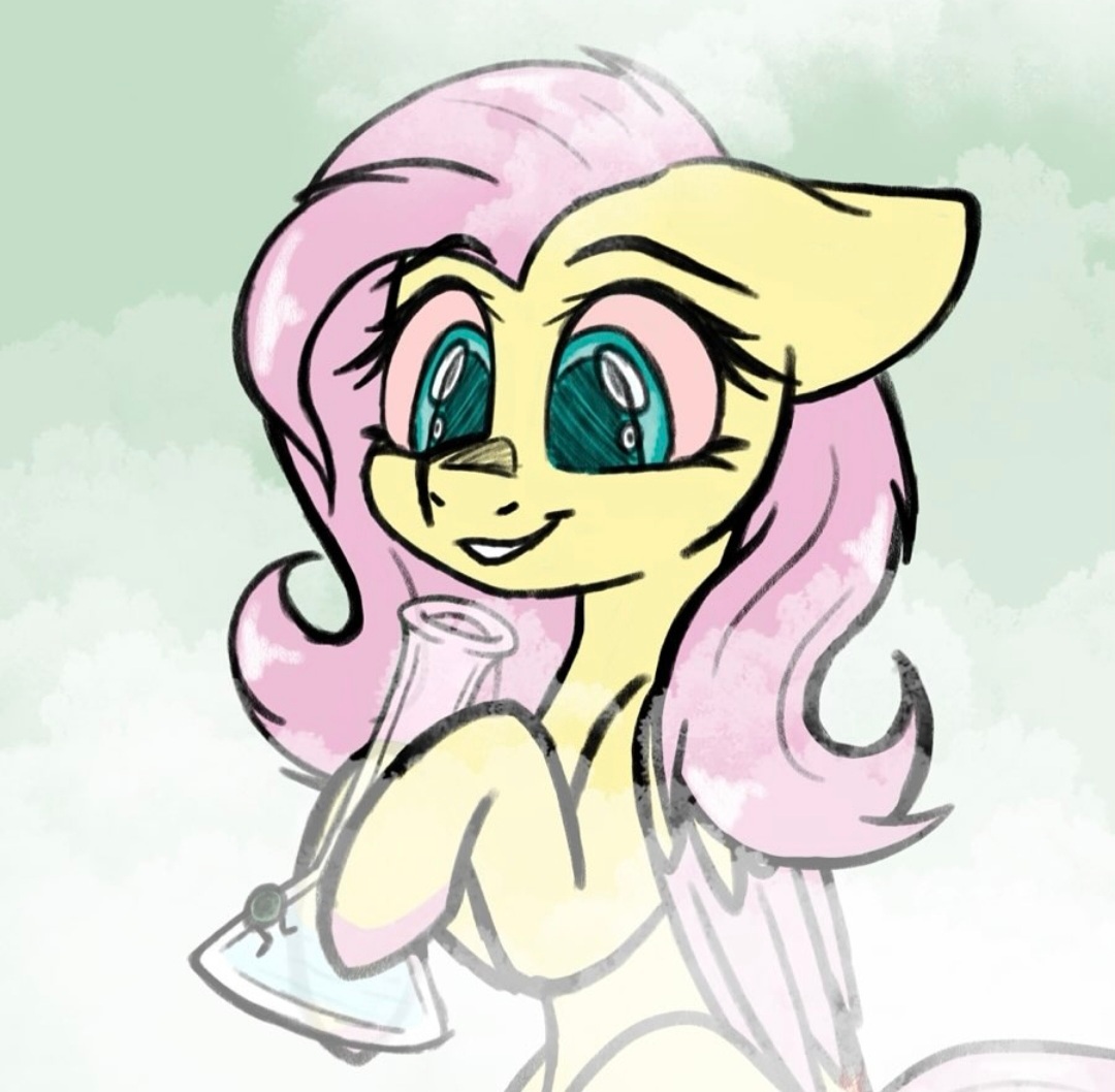 #3574877 - safe, artist:kittycocoa69, fluttershy, pegasus, pony, bong ...