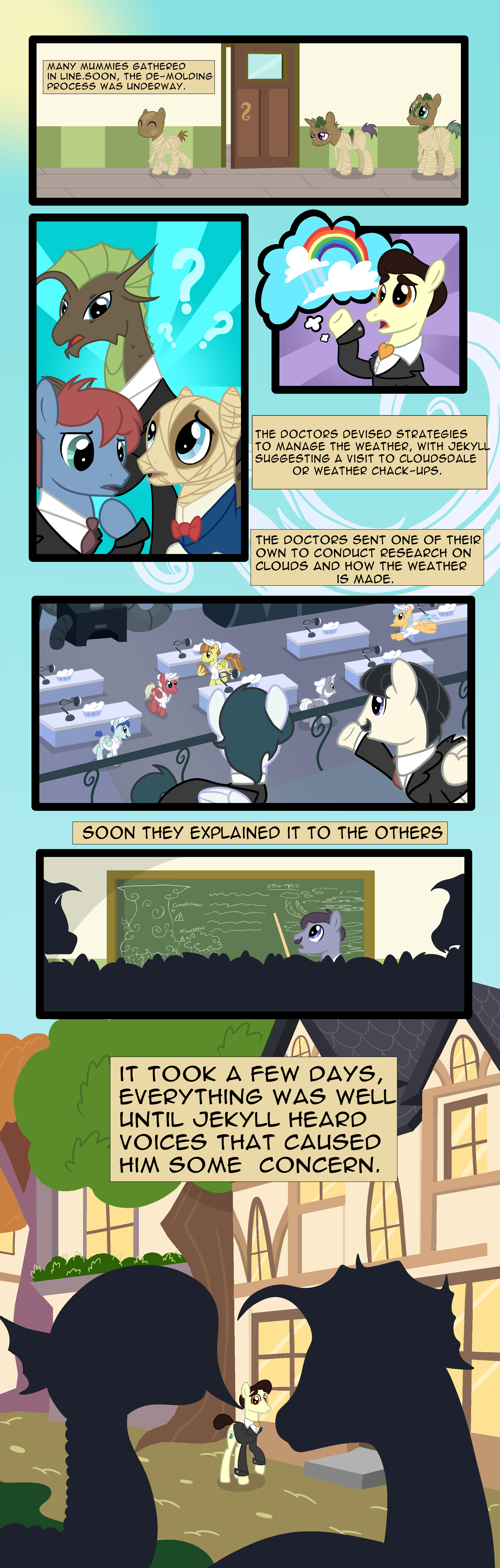 #3575438 - safe, artist:mr100dragon100, earth pony, pegasus, wolf, wolf pony, comic:throne of ...