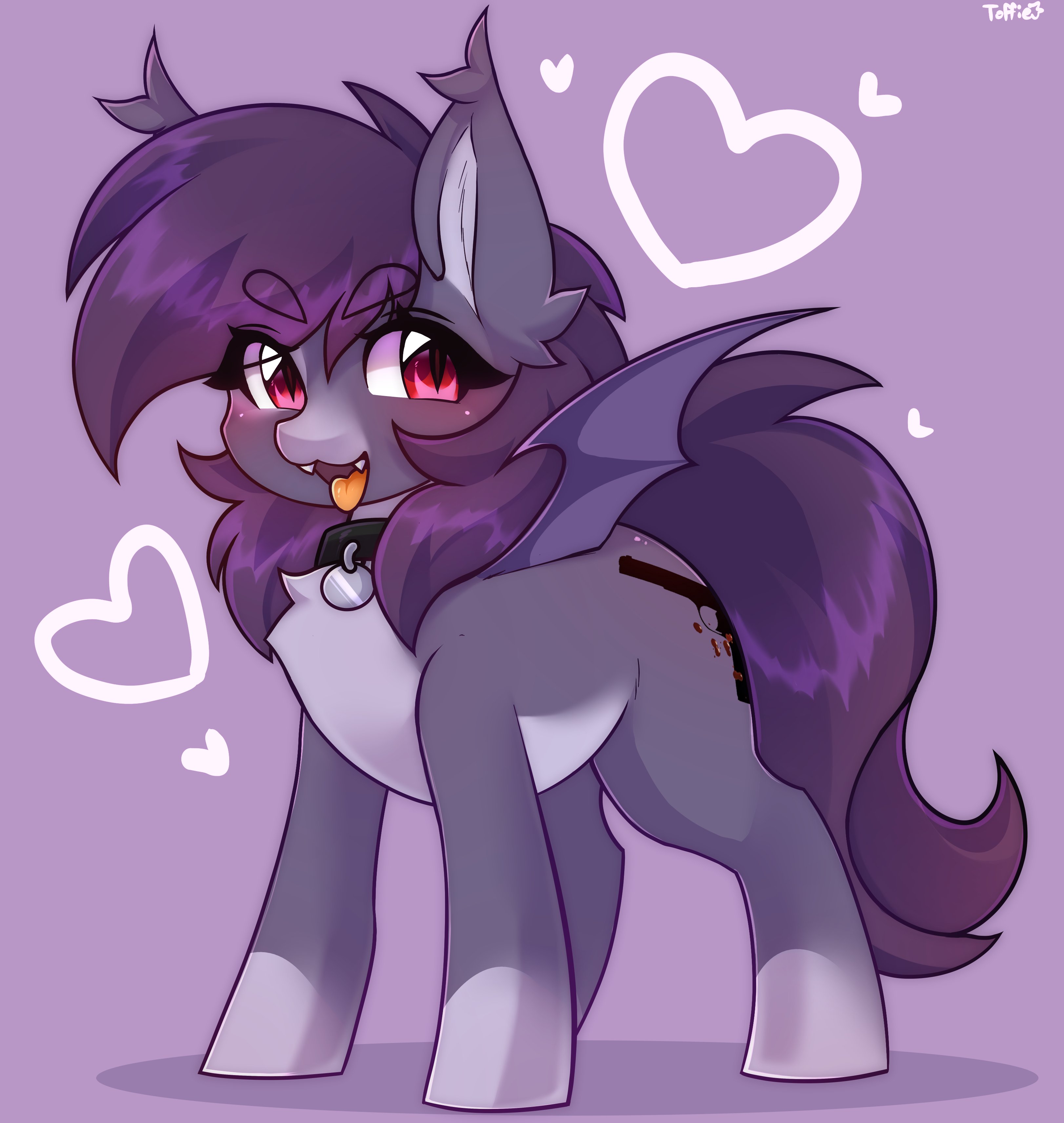 #3559138 - safe, artist:toffiees, oc, oc only, oc:pestyskillengton, bat pony, pony, blushing ...