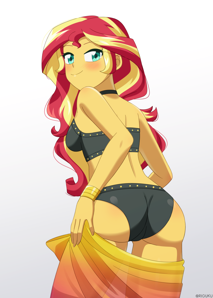 #3576067 - suggestive, artist:riouku, sunset shimmer, human, equestria girls, g4, ass, bare ...