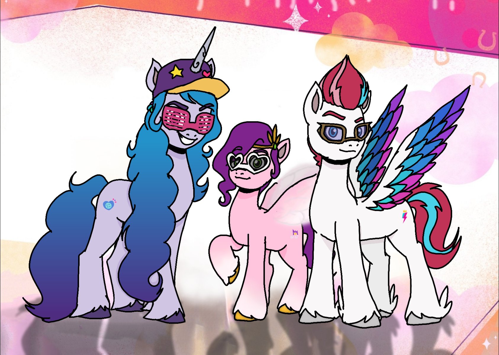 #3559796 - safe, artist:artist_179, izzy moonbow, pipp petals, zipp ...