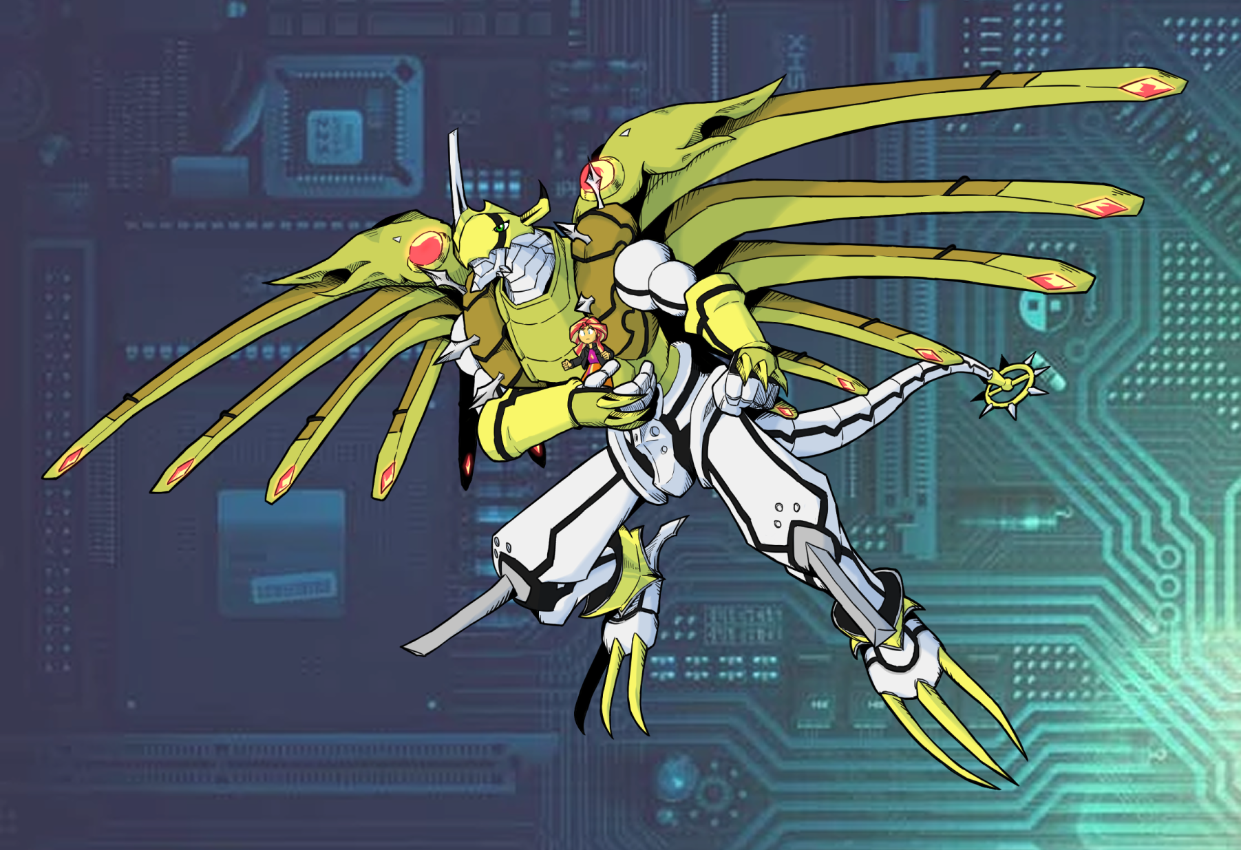 #3559959 - safe, artist:siemensohm, ray, sunset shimmer, human ...