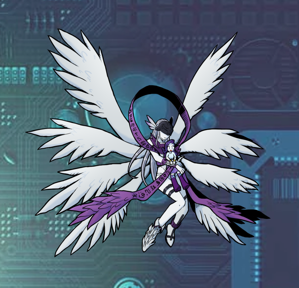 #3559964 - safe, artist:siemensohm, opalescence, rarity, angewomon, human, seraph, equestria ...