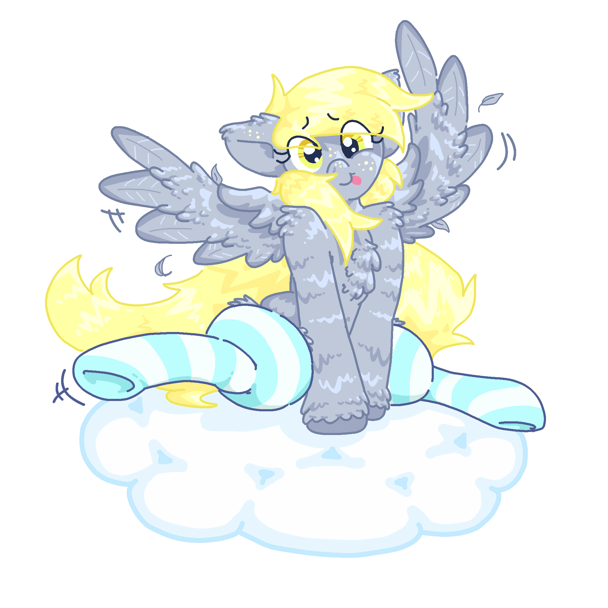 #3559969 - safe, artist:deet, derpy hooves, pegasus, pony, g4, :p, chest fluff, clothes, cloud ...