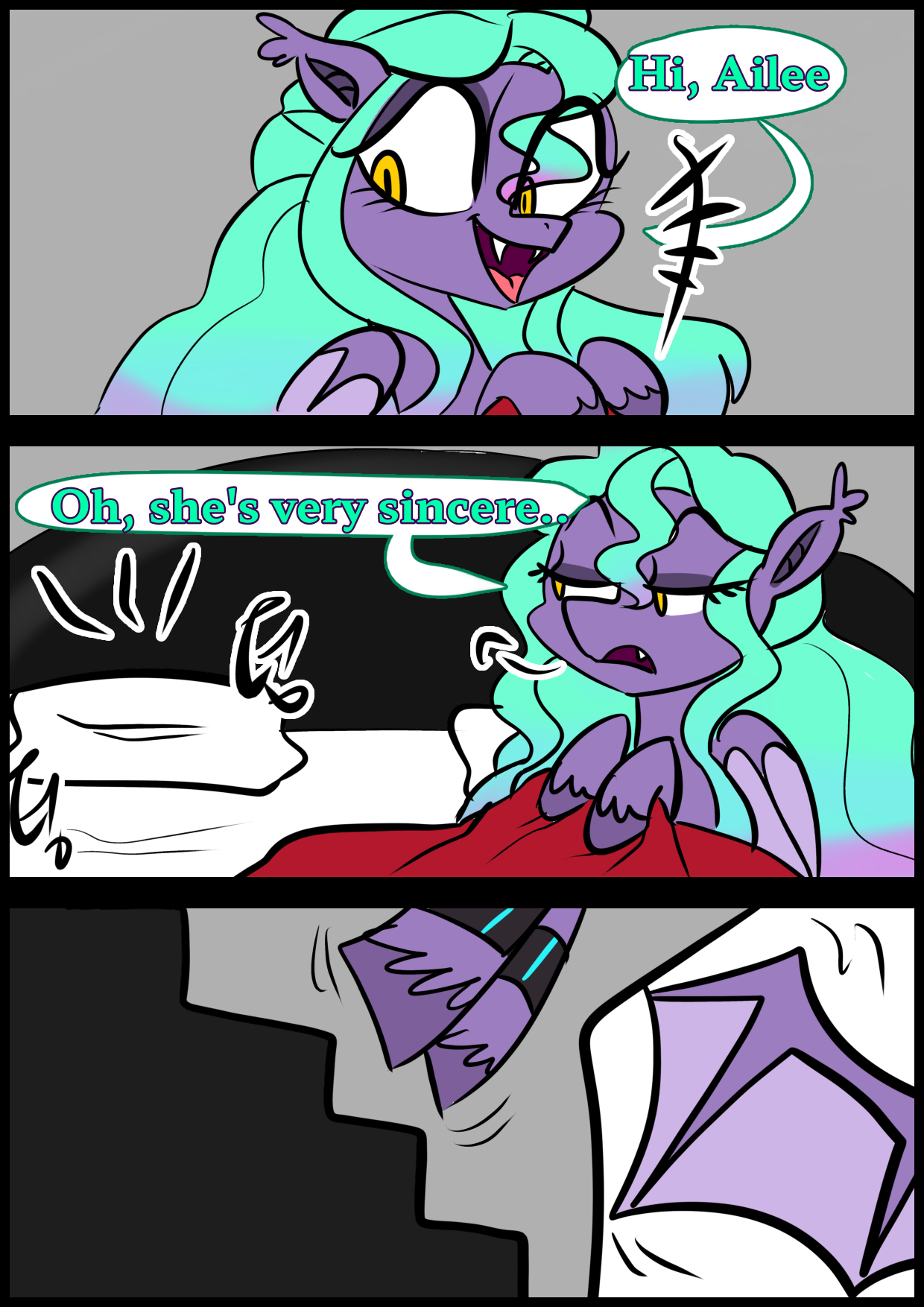 #3560625 - safe, artist:jully-park, oc, oc only, oc:ella evans, bat pony, pony, comic:how i meet ...