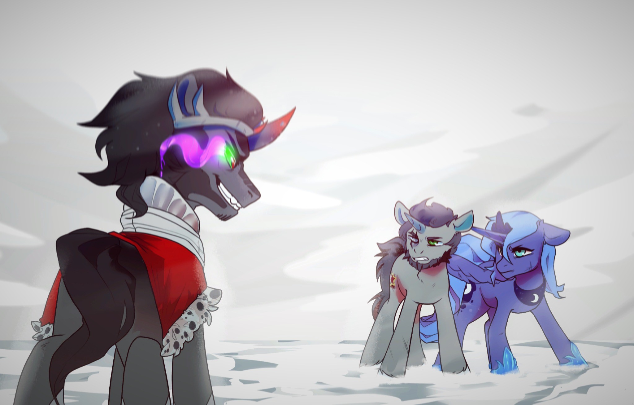 #3560877 - safe, artist:devi_shade, king sombra, princess luna, oc ...