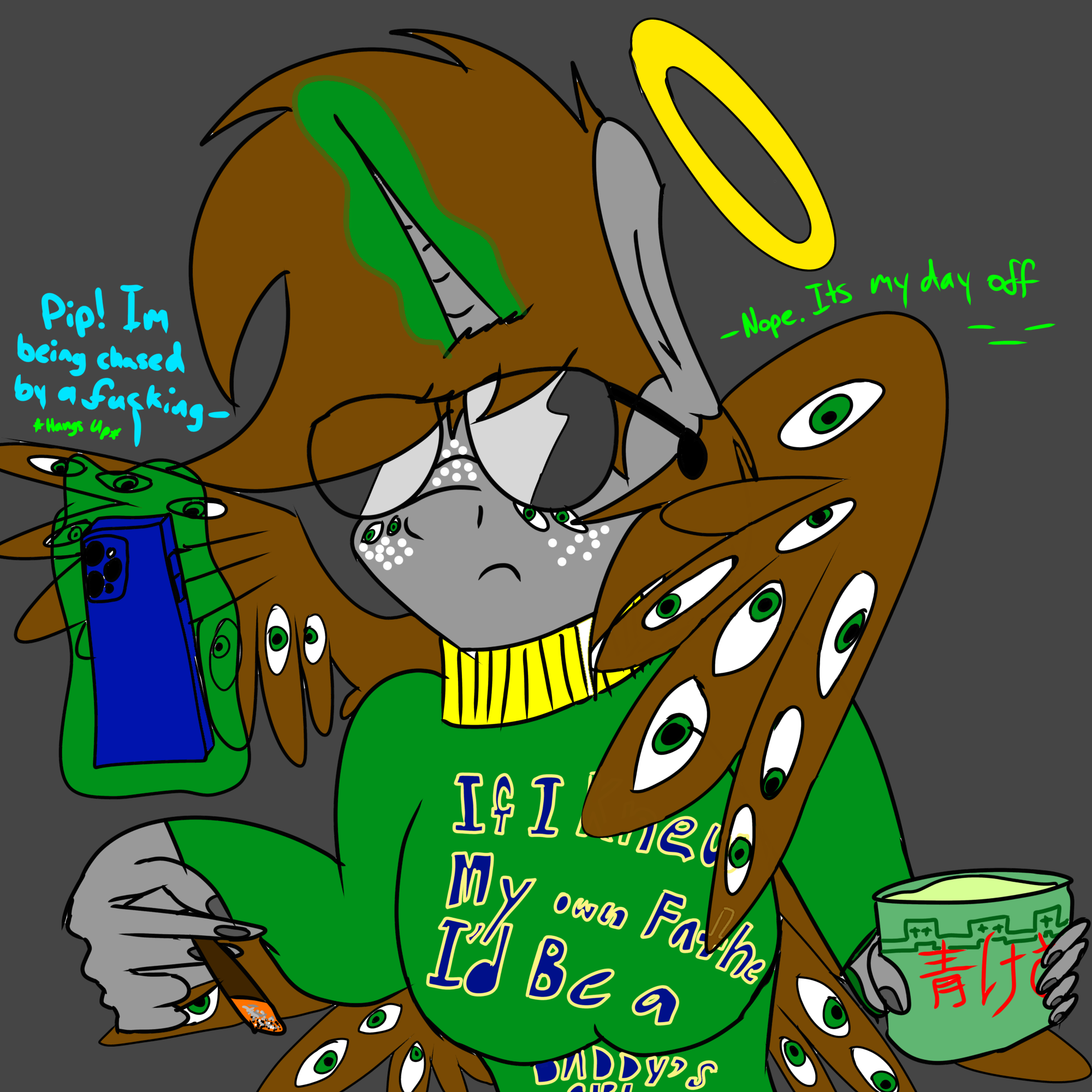 #3562003 - safe, artist:david_bal'air, oc, oc:littlepip, angel, fallout ...